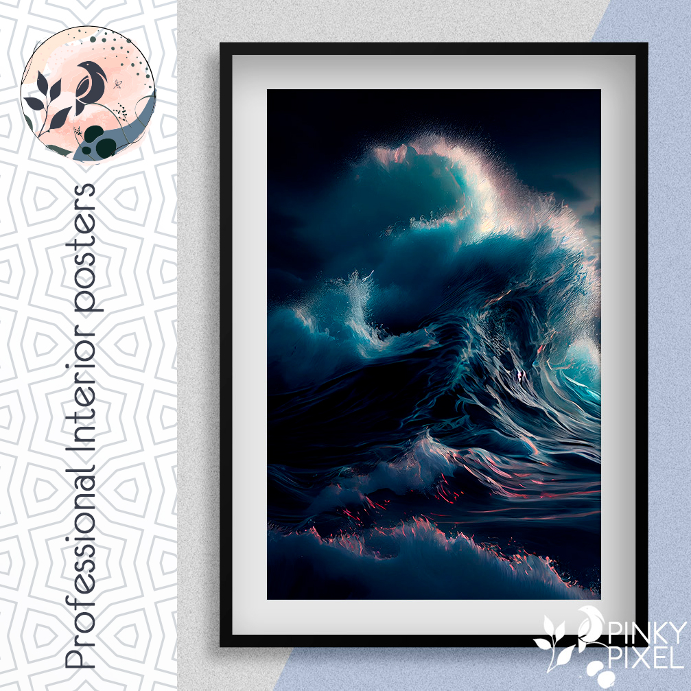 Unleash the Power of Nature: Stunning Stormy Waves Poster. D | Inspire ...