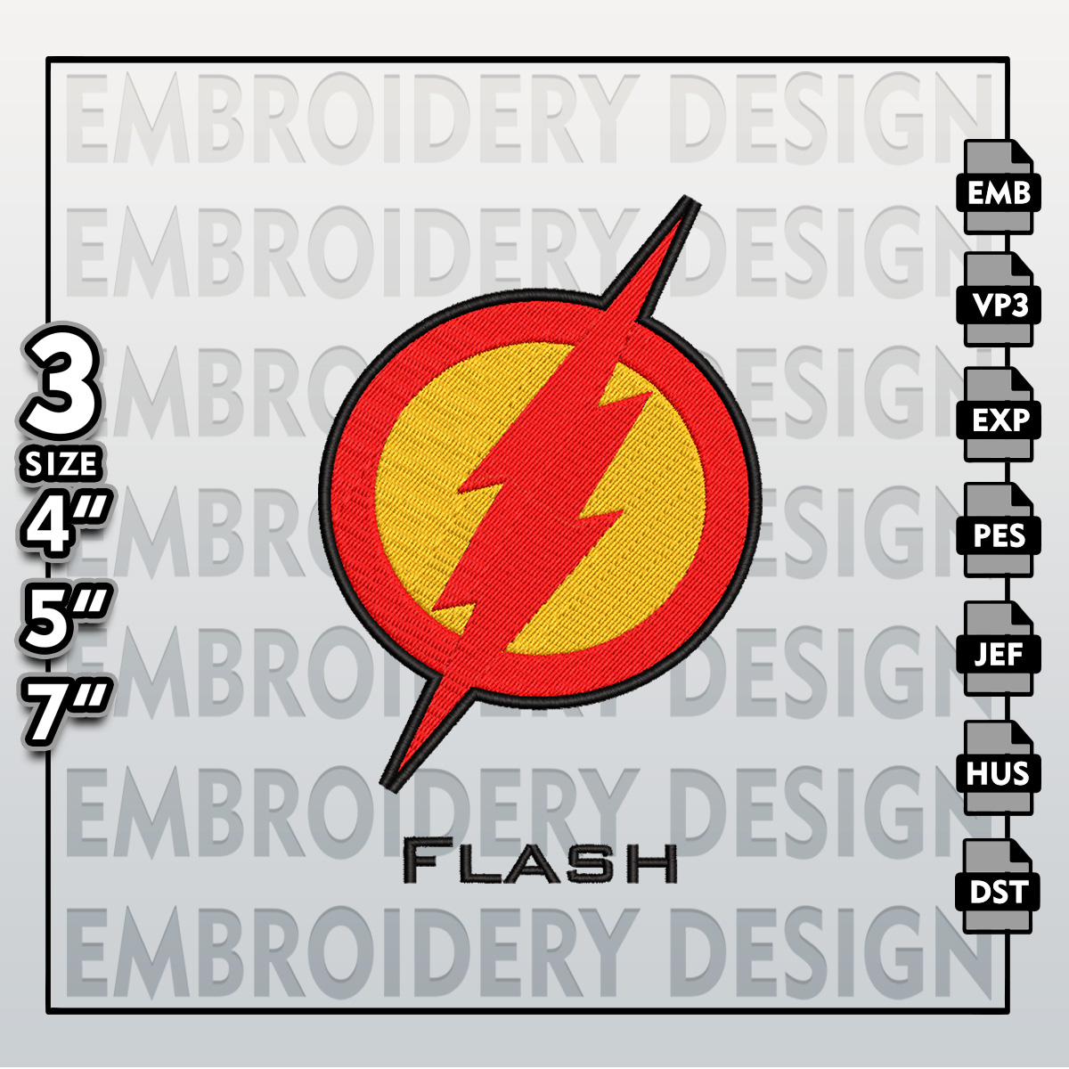 The Flash Embroidery Designs, The Flash Logo Embroidery File | Inspire ...