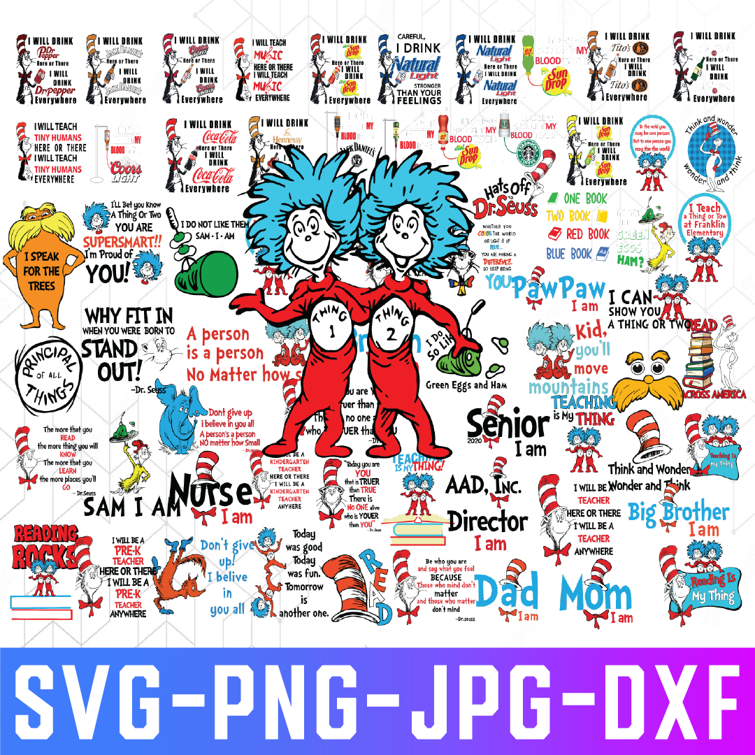 60 files Dr Seuss Svg, Mega Bundle, Cat In The Hat SVG, Dr S | Inspire ...