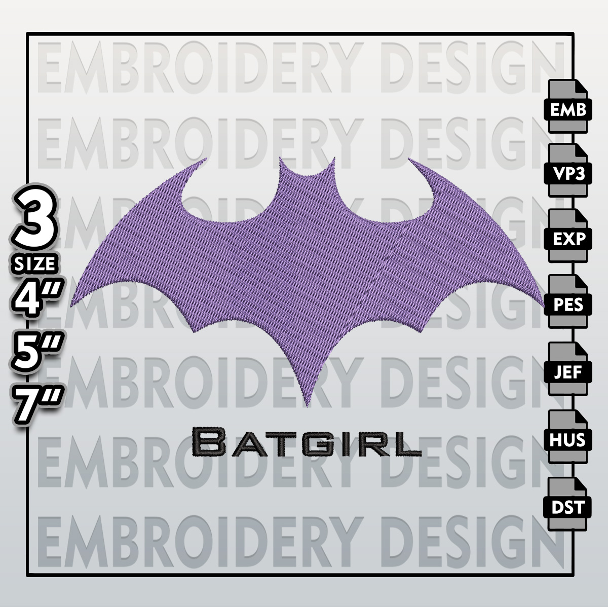 Batgirl Embroidery Designs, Batgirl Logo Embroidery Files, | Inspire Uplift