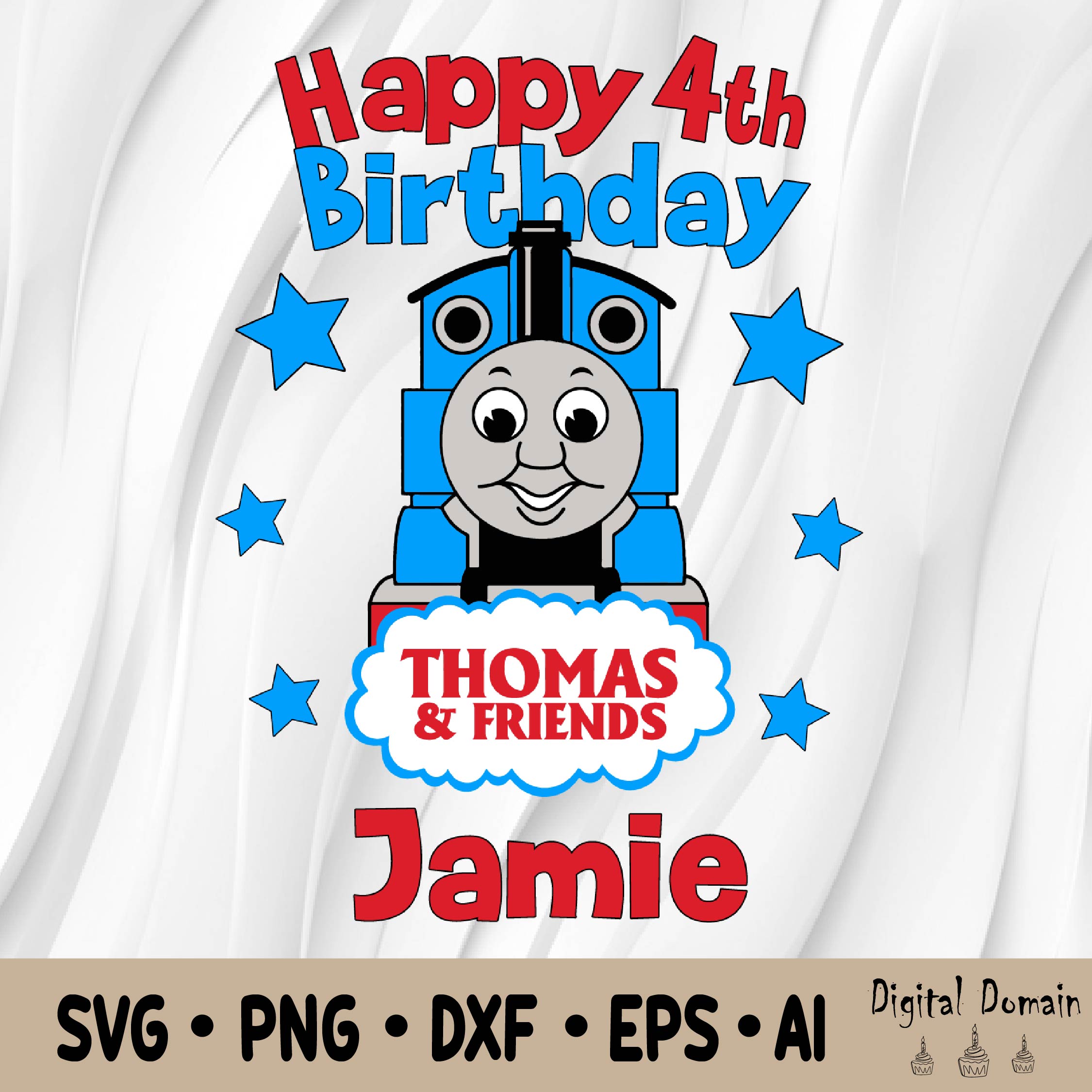 Happy 4th birthday Thomas Friends Jamie svg , Tho-mas Birth - Inspire ...