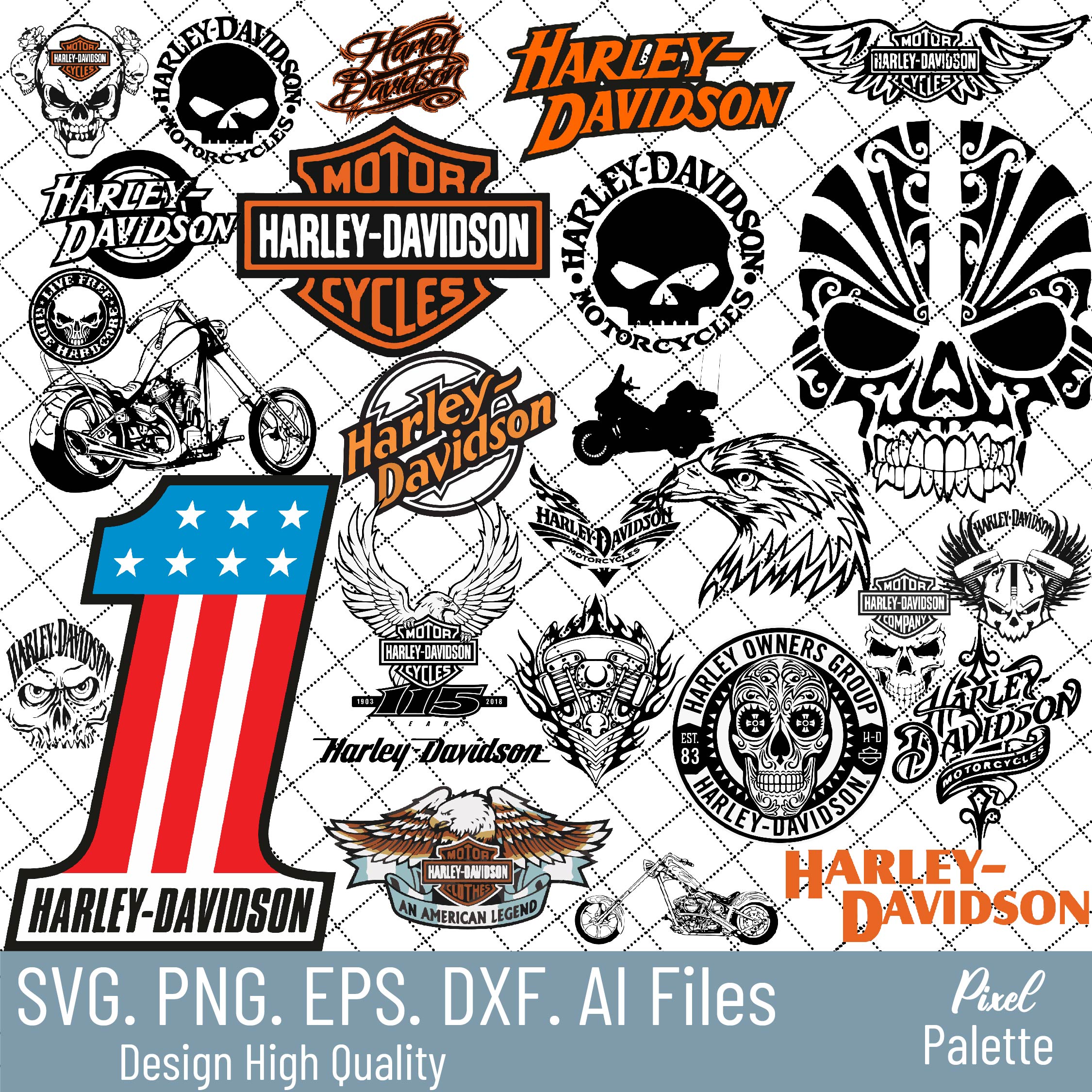 Harley Logos Svg Bundle, Png, Pdf, Eps, Svg Files For Print, | Inspire ...