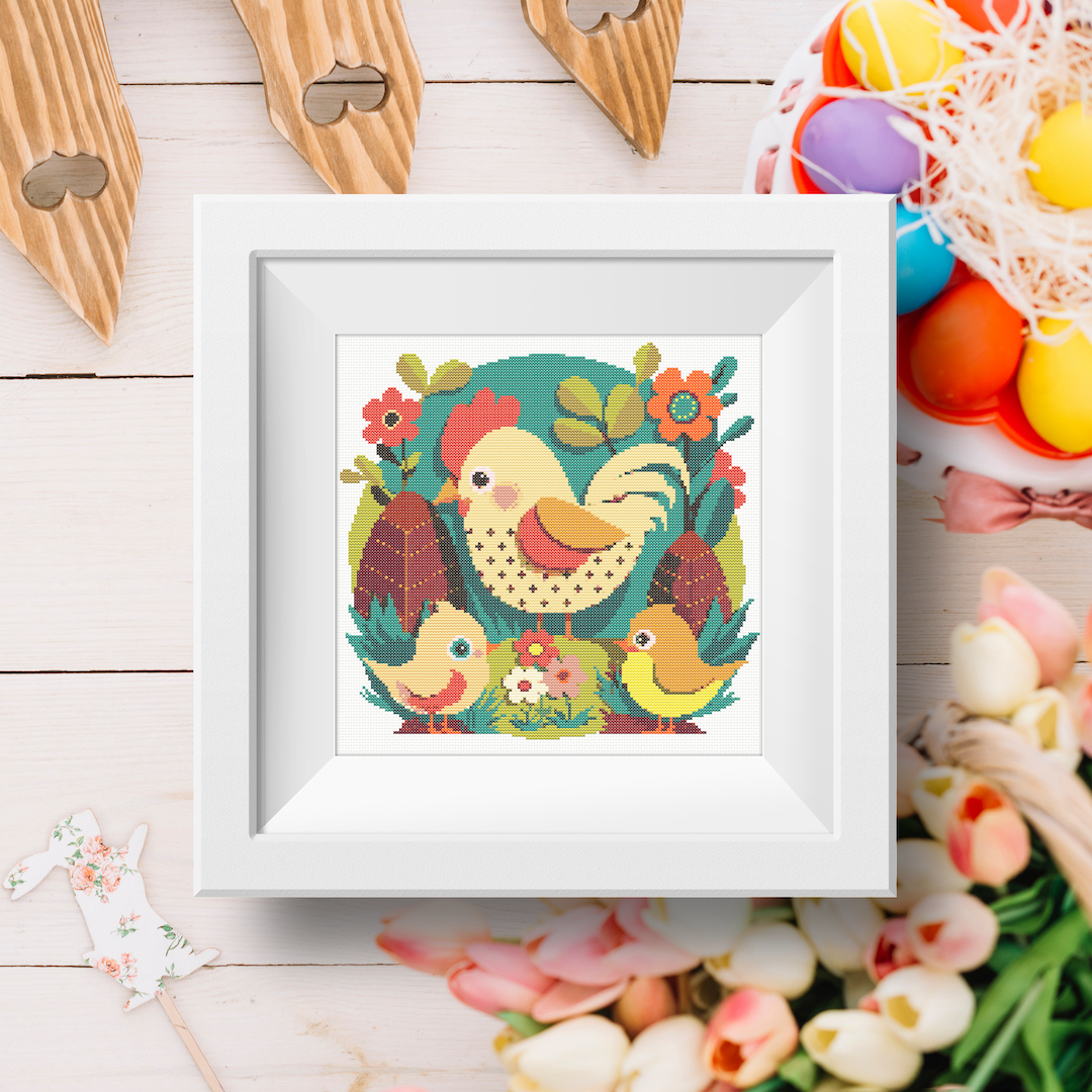 Easter cross stitch printable PDF pattern with chicks & eggs | Inspire ...