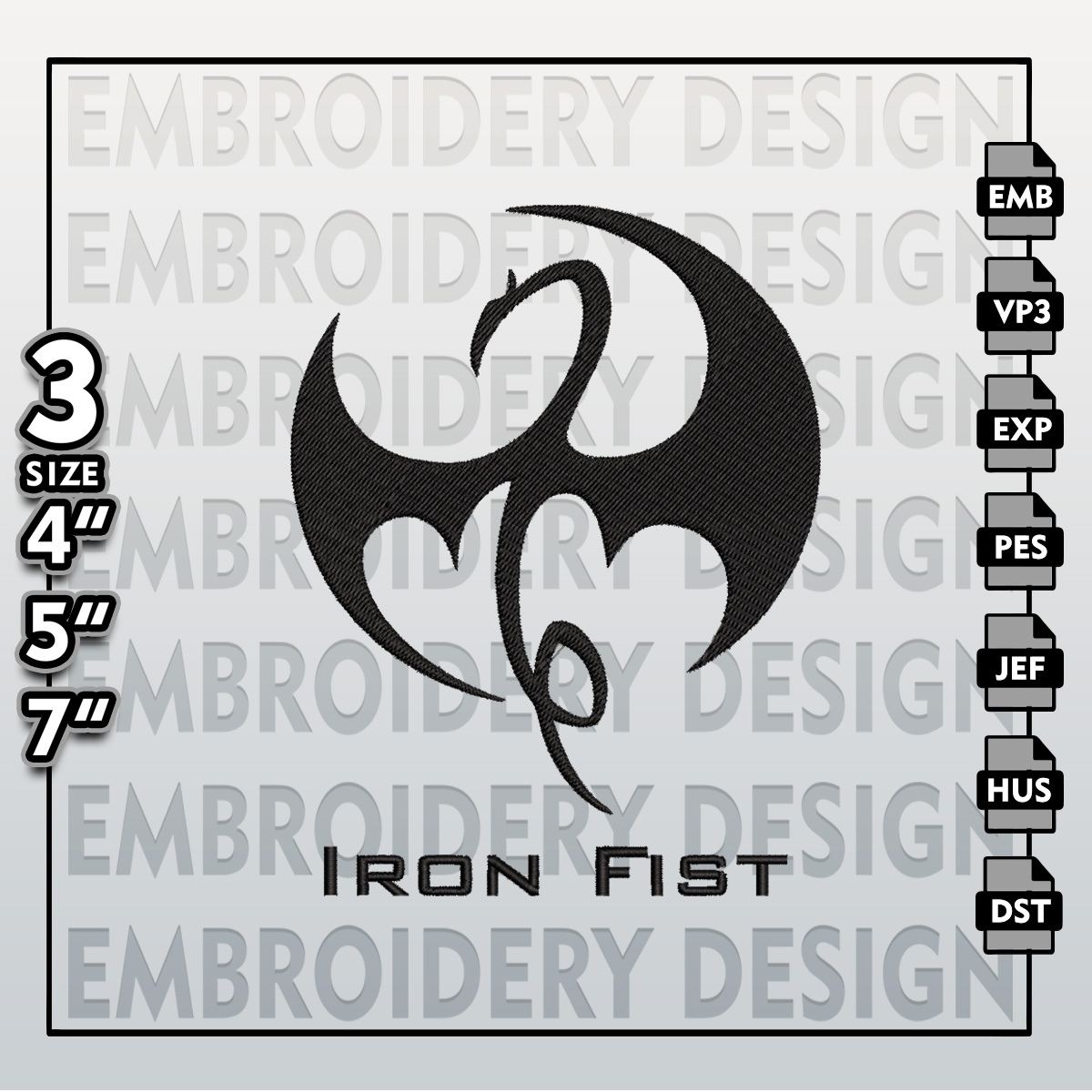 Iron Fist Embroidery Designs, Iron Fist Logo Embroidery Fil | Inspire ...