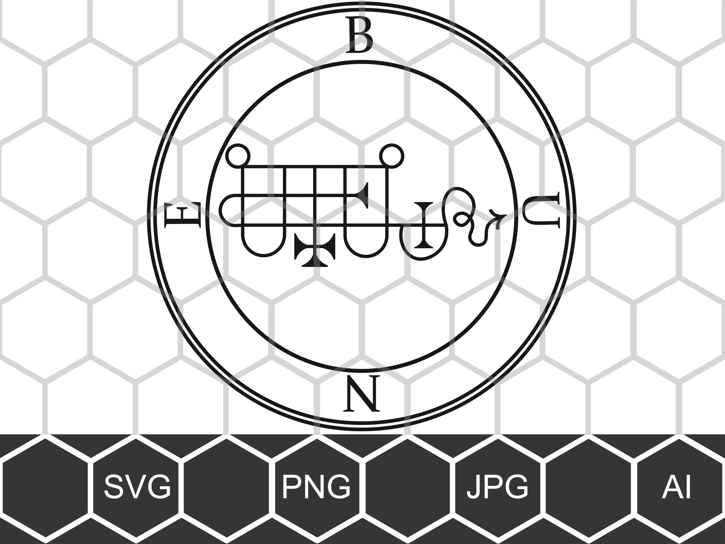 Bune Solomon seal Demon vector cut file svg engraving occult - Inspire ...