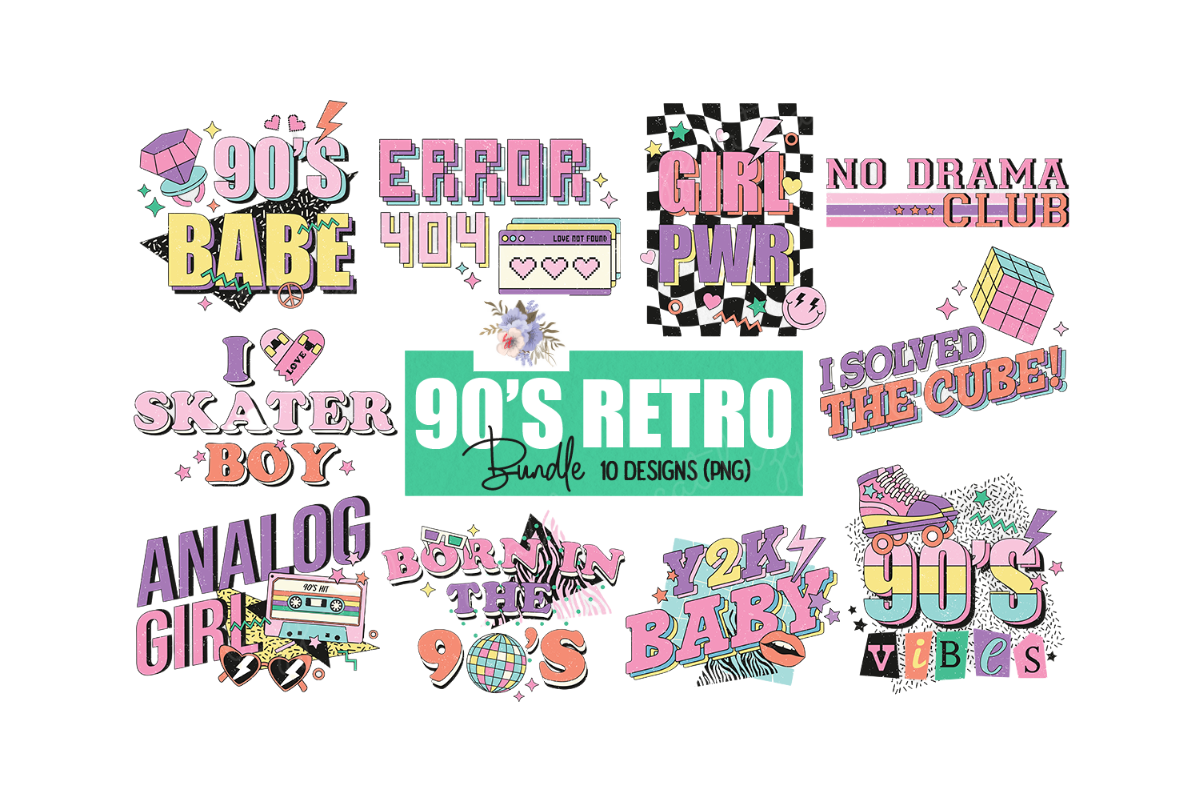 90s Retro PNG Sublimation Bundle by Designanytran | Inspire Uplift