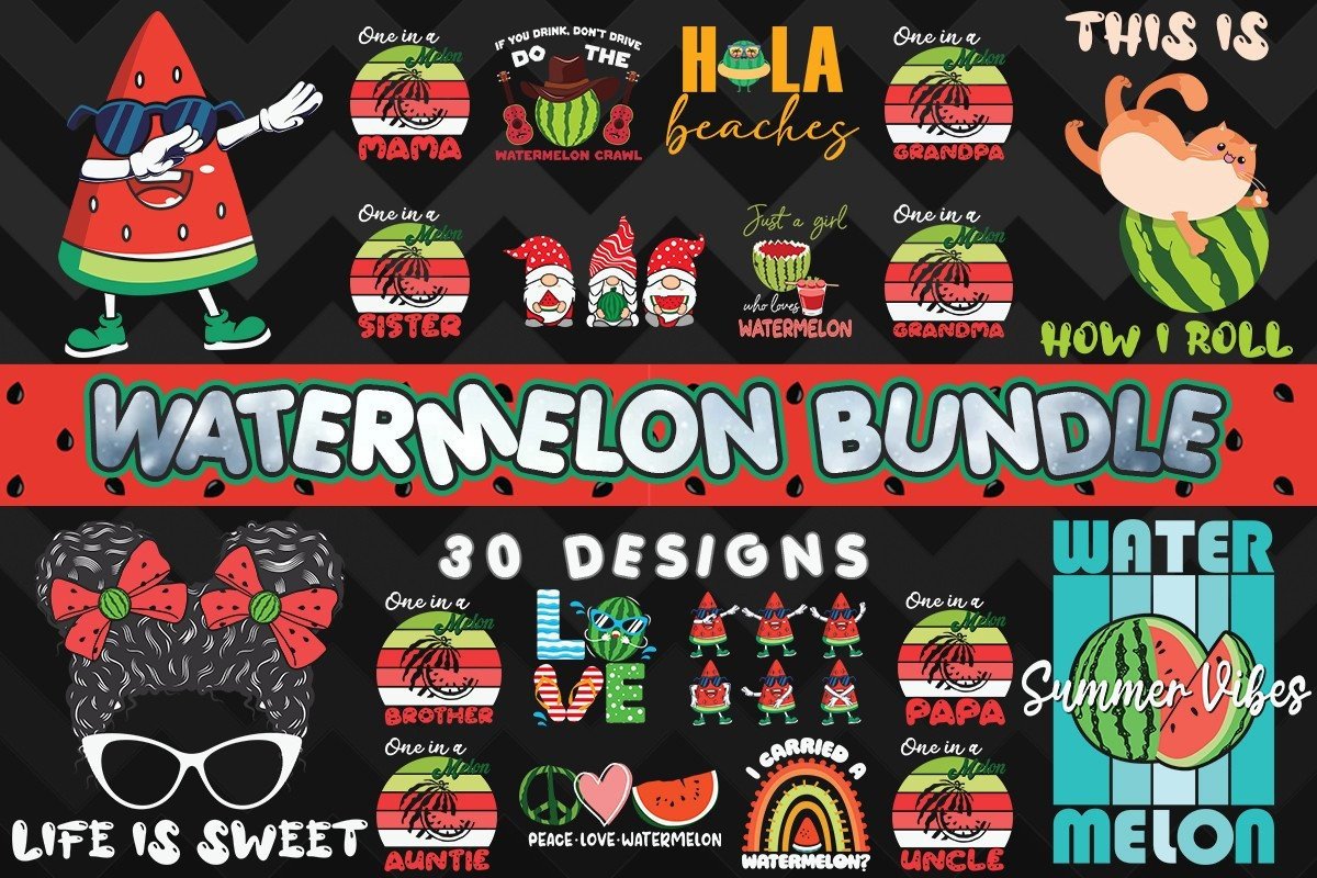 Watermelon Svg Bundle - SVG, PNG, DXF, EPS Files For Print A | Inspire Uplift
