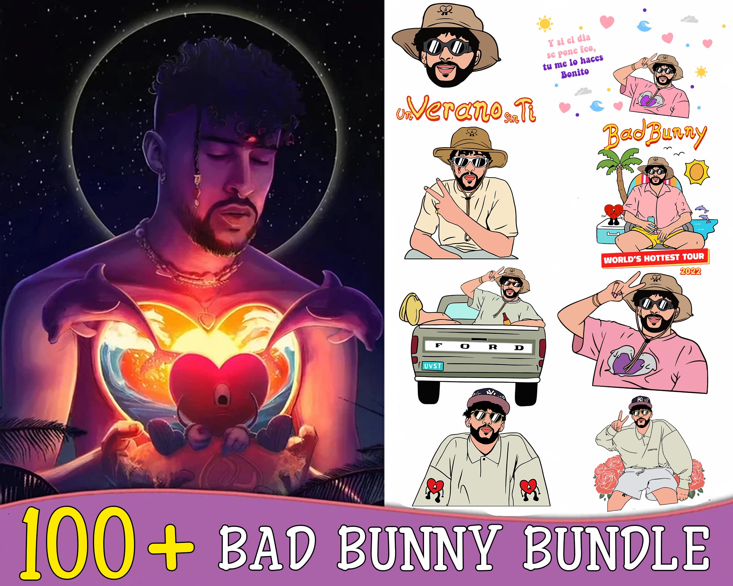 100 file Bad Bunny svg eps dxf png, Mega Bad Bunny bundle SV | Inspire ...