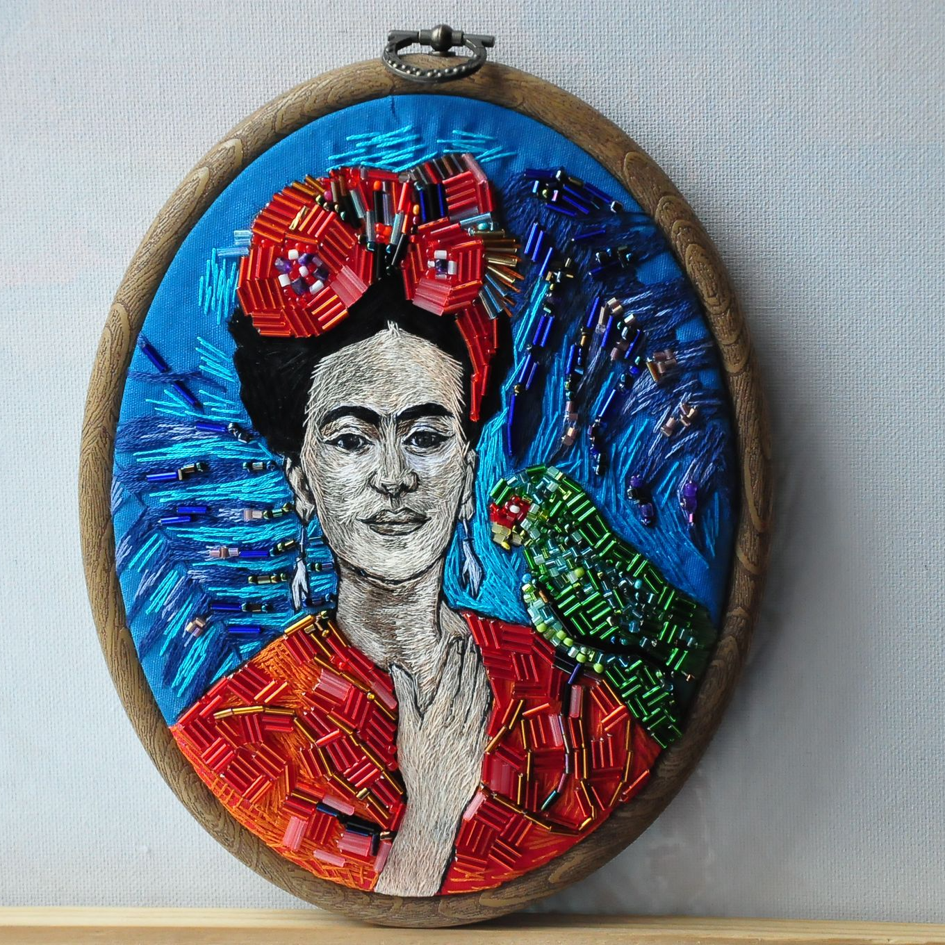 Embroidery portrait hoop Original Embroidery Art With Mixed | Inspire ...