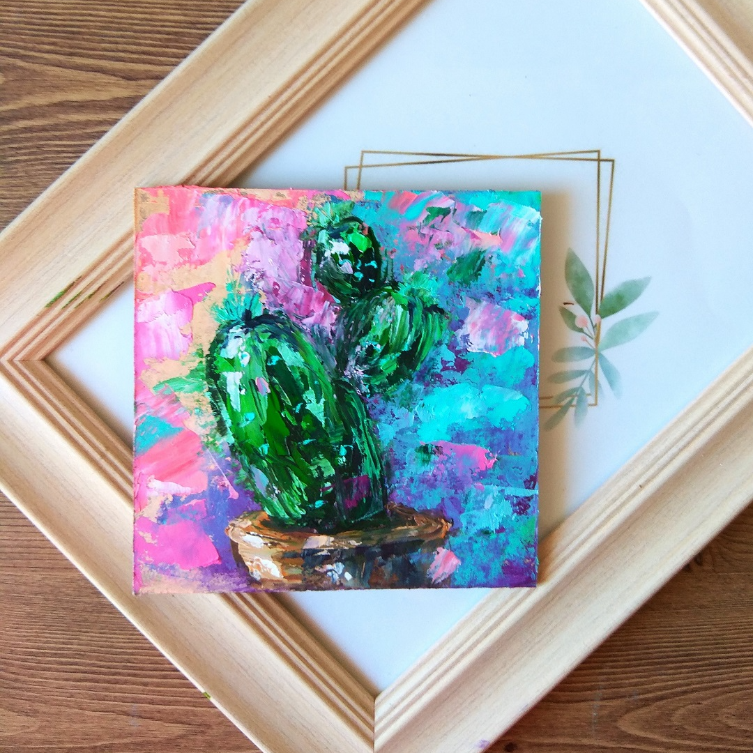 Arizona Cacti Painting Original Art Miniature Cactus Artwork | Inspire ...