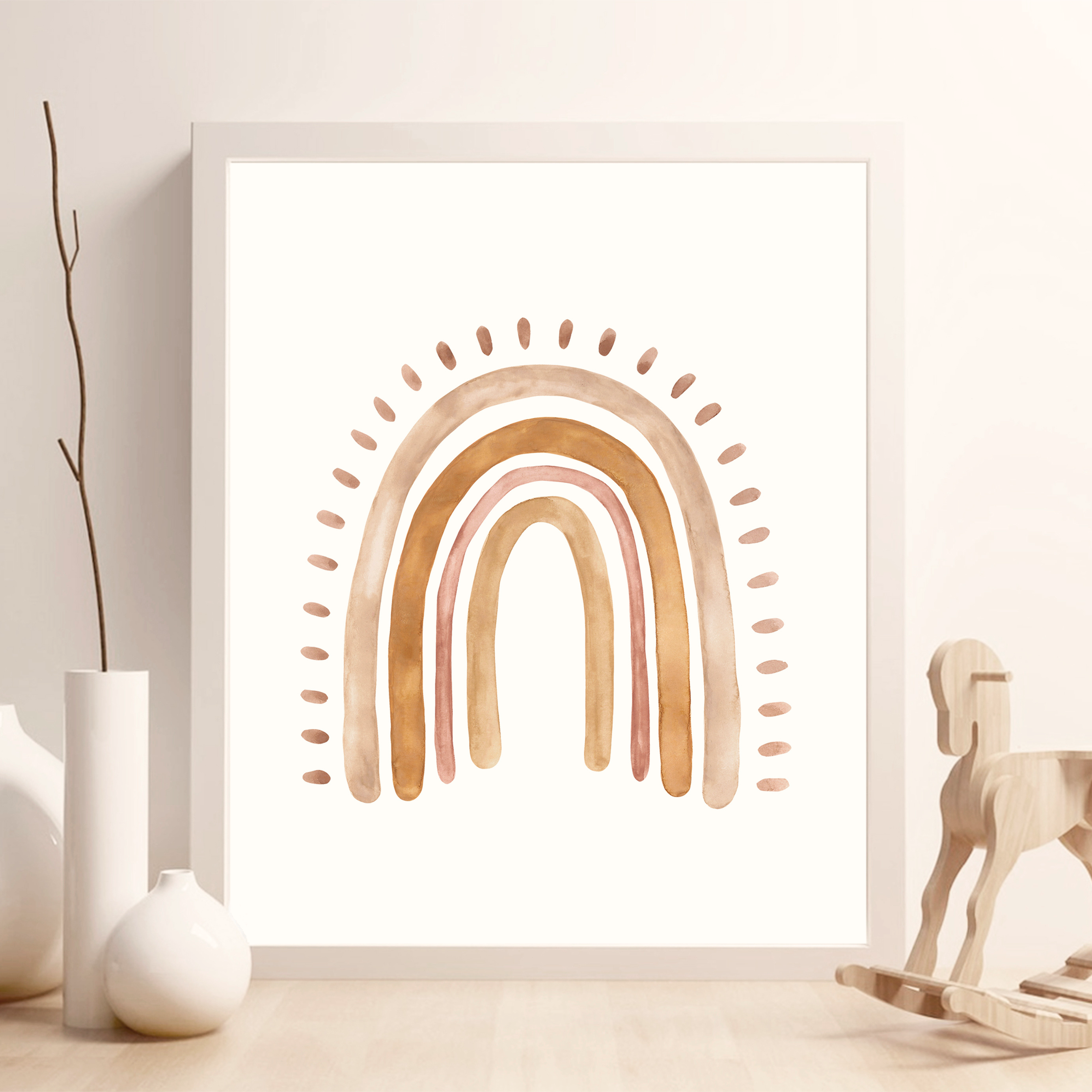 Boho rainbow printable wall art, Rainbow print for Earth ton | Inspire ...