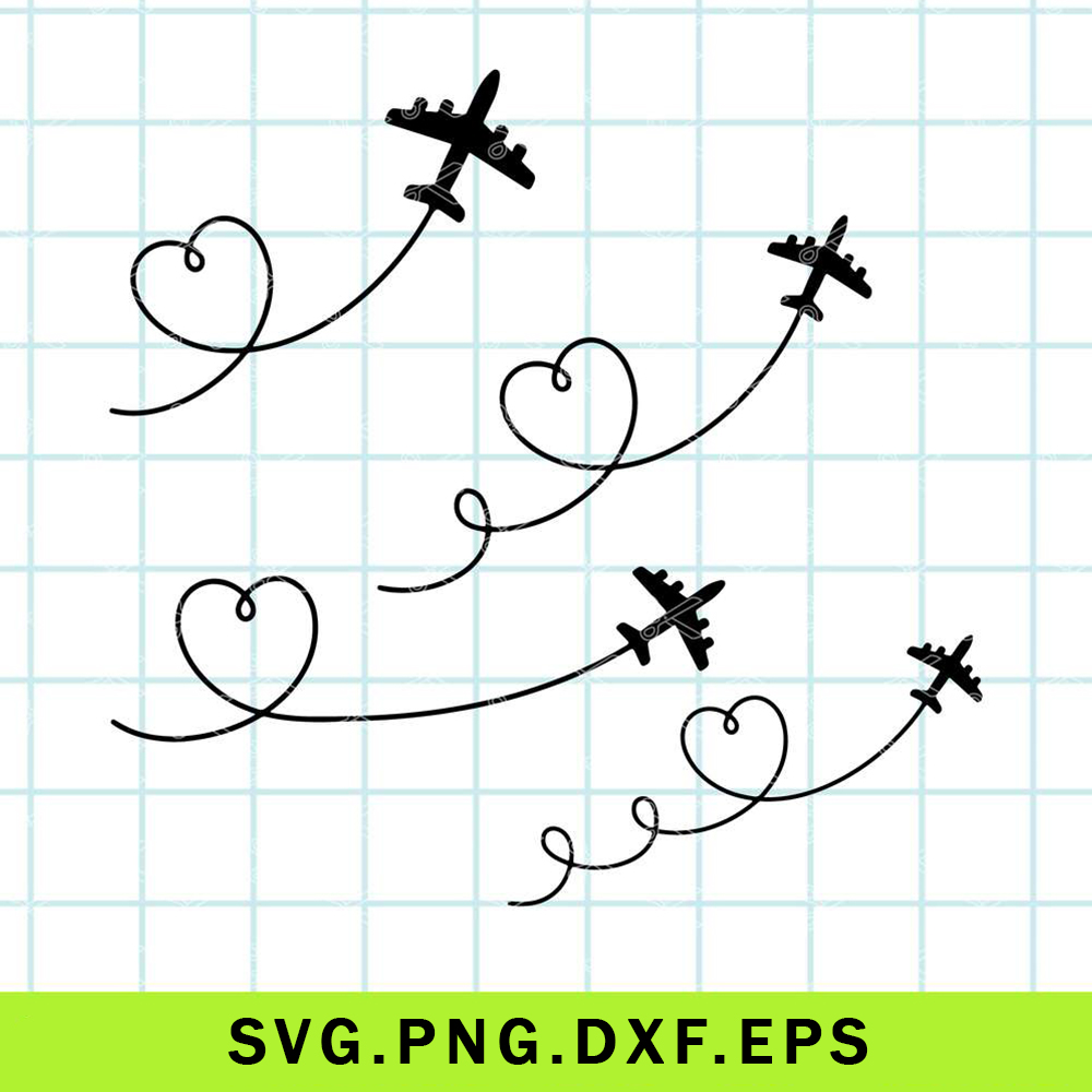 Airplane Bundle Svg, Airplane Svg, Plane Route Heart Path Tr | Inspire ...