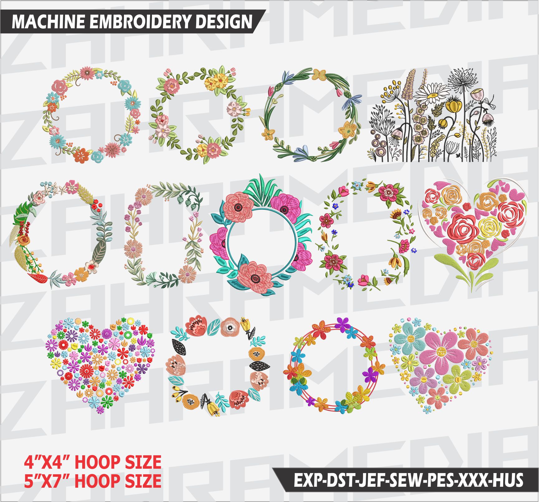 Flower Bundle , Machine Embroidery Design, Files, INSTANT D | Inspire ...