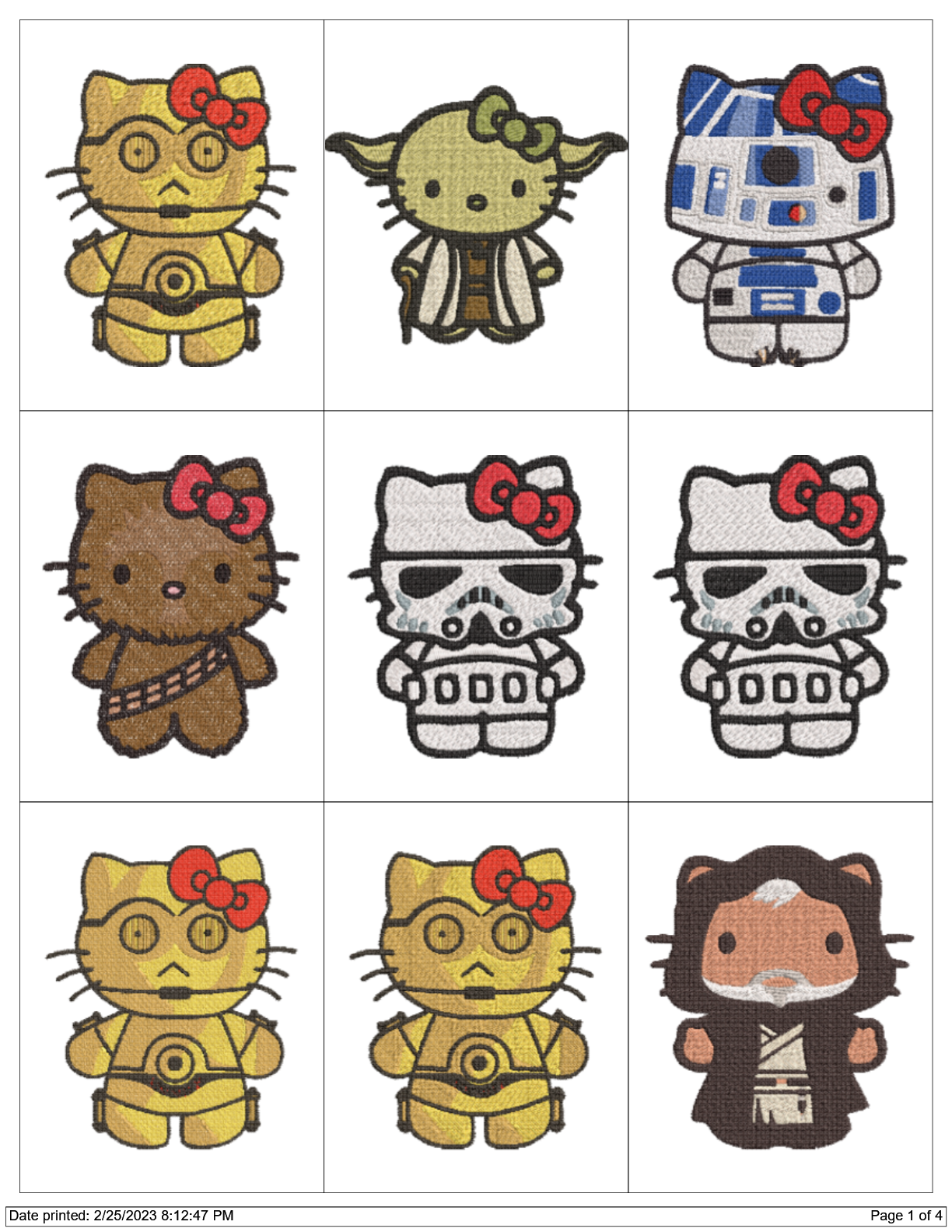 Collection HELLO KITTY STAR WARS KITTY Embroidery Machine De - Inspire ...