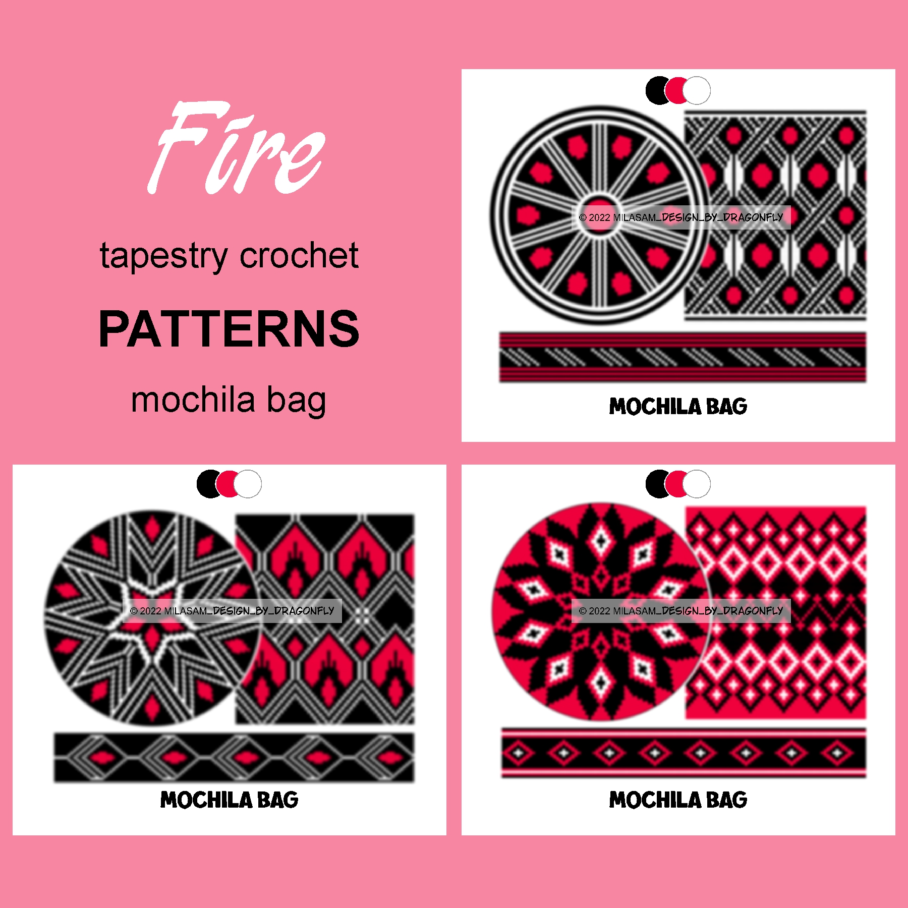 3 CROCHET PATTERNS / Tapestry crochet bag / wayuu mochila ba | Inspire ...