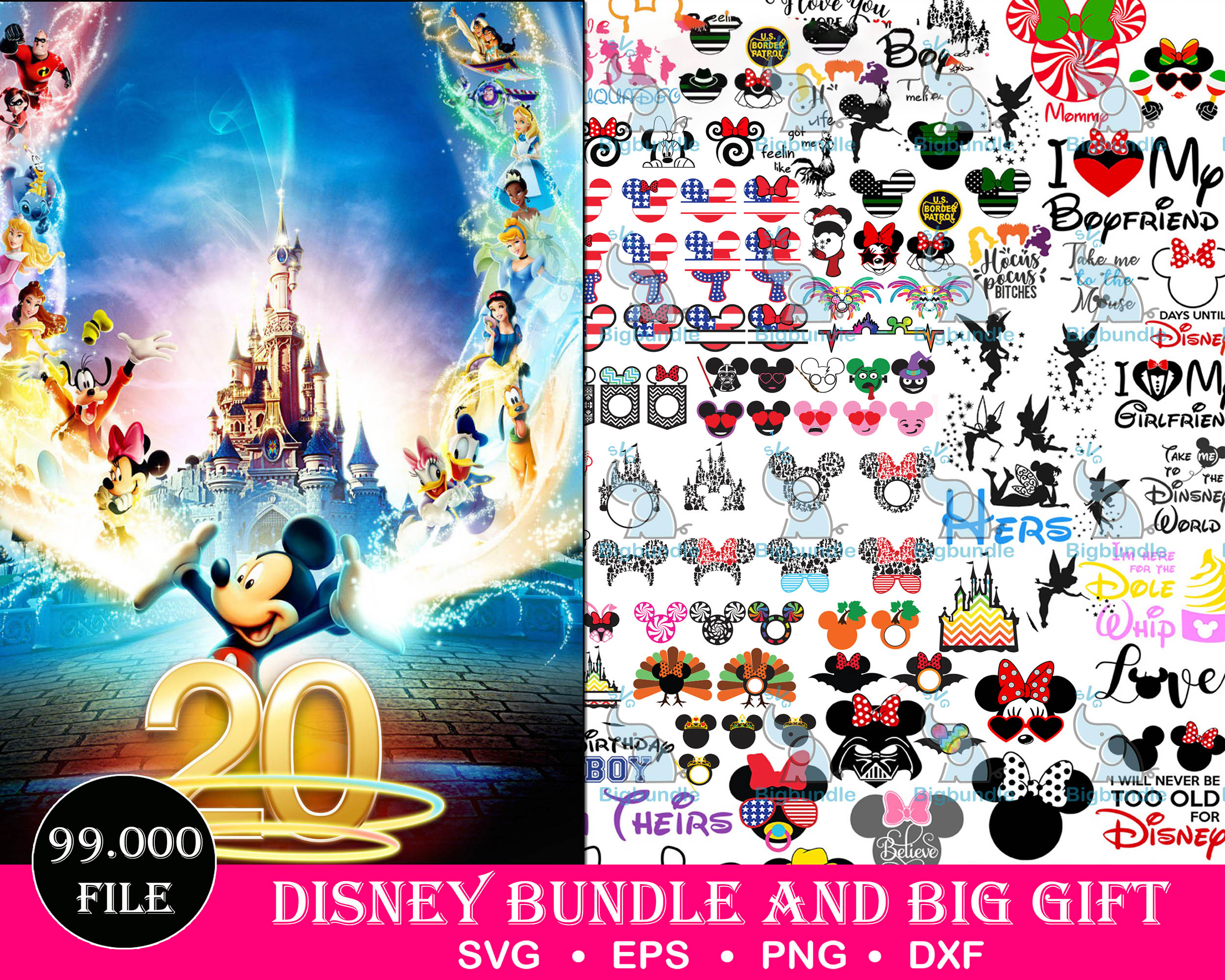 99,000 files Disney svg eps dxf png, Mega Disney bundle SVG, | Inspire ...