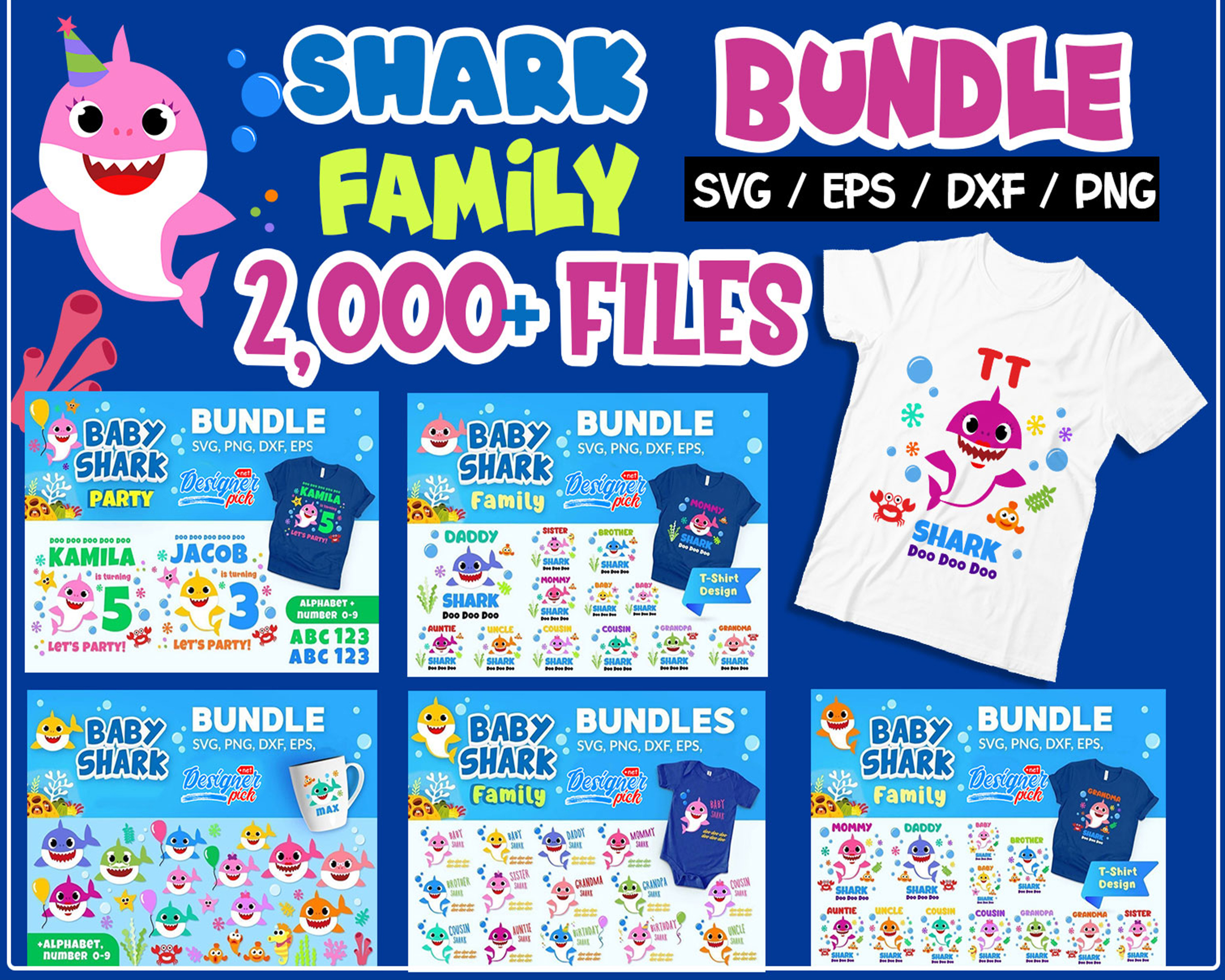 2000 files Baby Shark svg eps dxf png, Mega Baby Shark bundl | Inspire ...