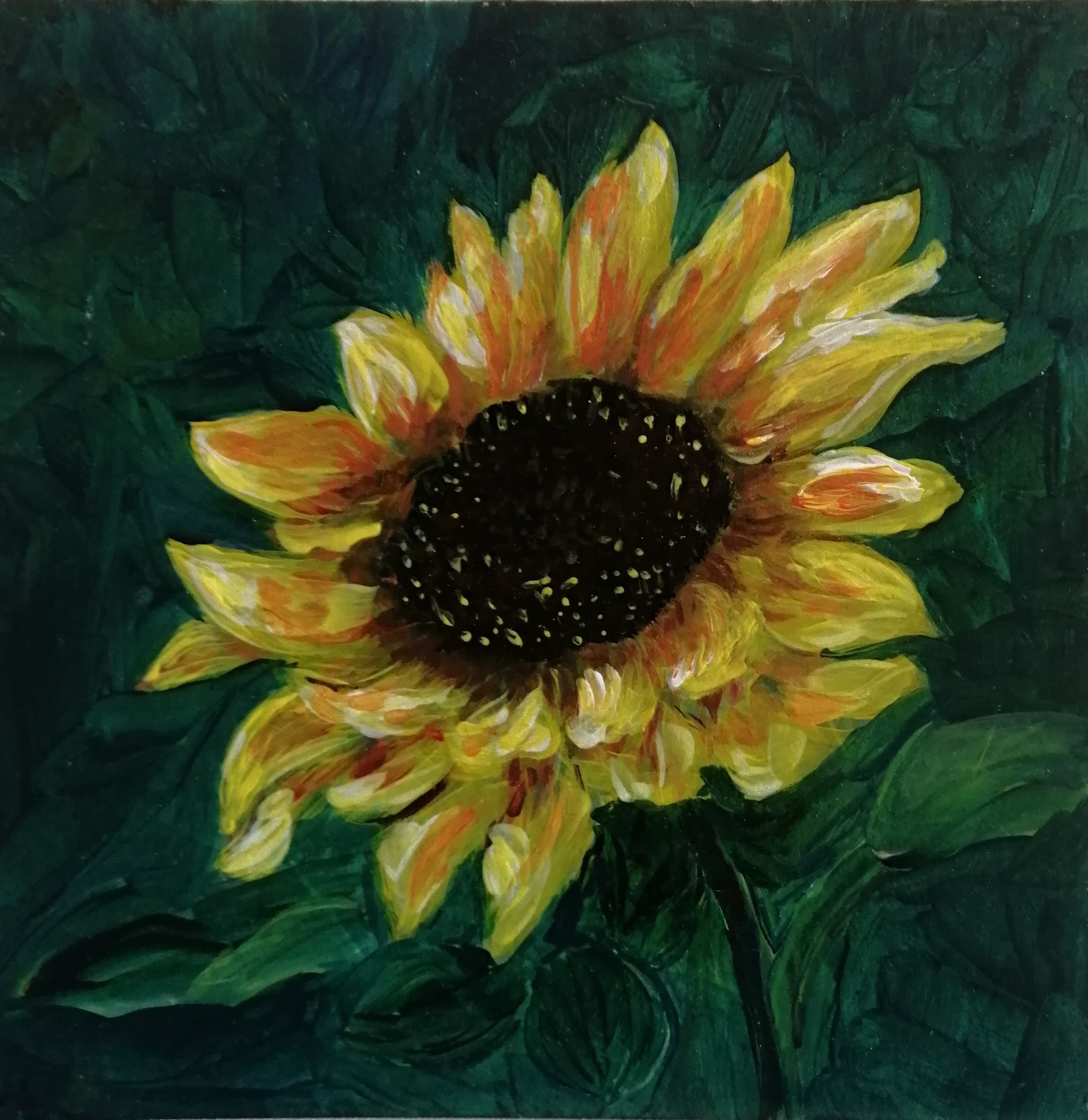 Sunflower with acrylic paints, original painting, yellow sun | Inspire ...