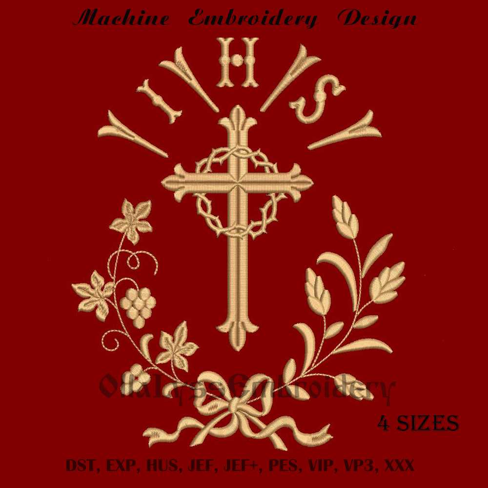 Cross with Crown of Thorns machine embroidery design | Inspire Uplift