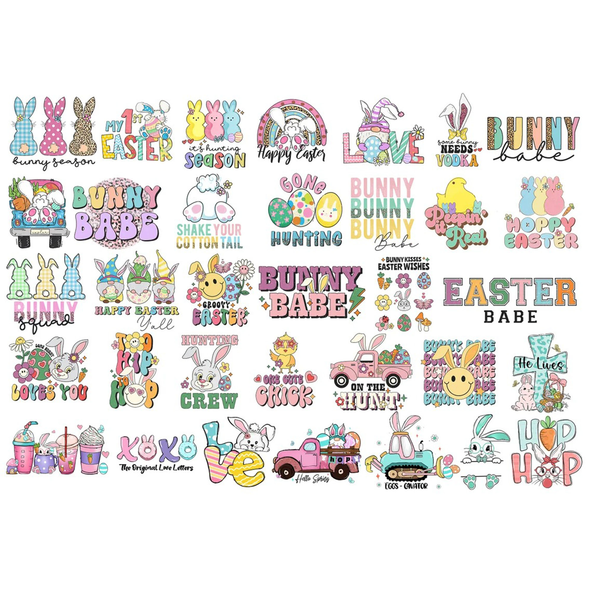 Easter PNG Bundle, Easter eggs png, Retro Easter PNG, Funny | Inspire ...