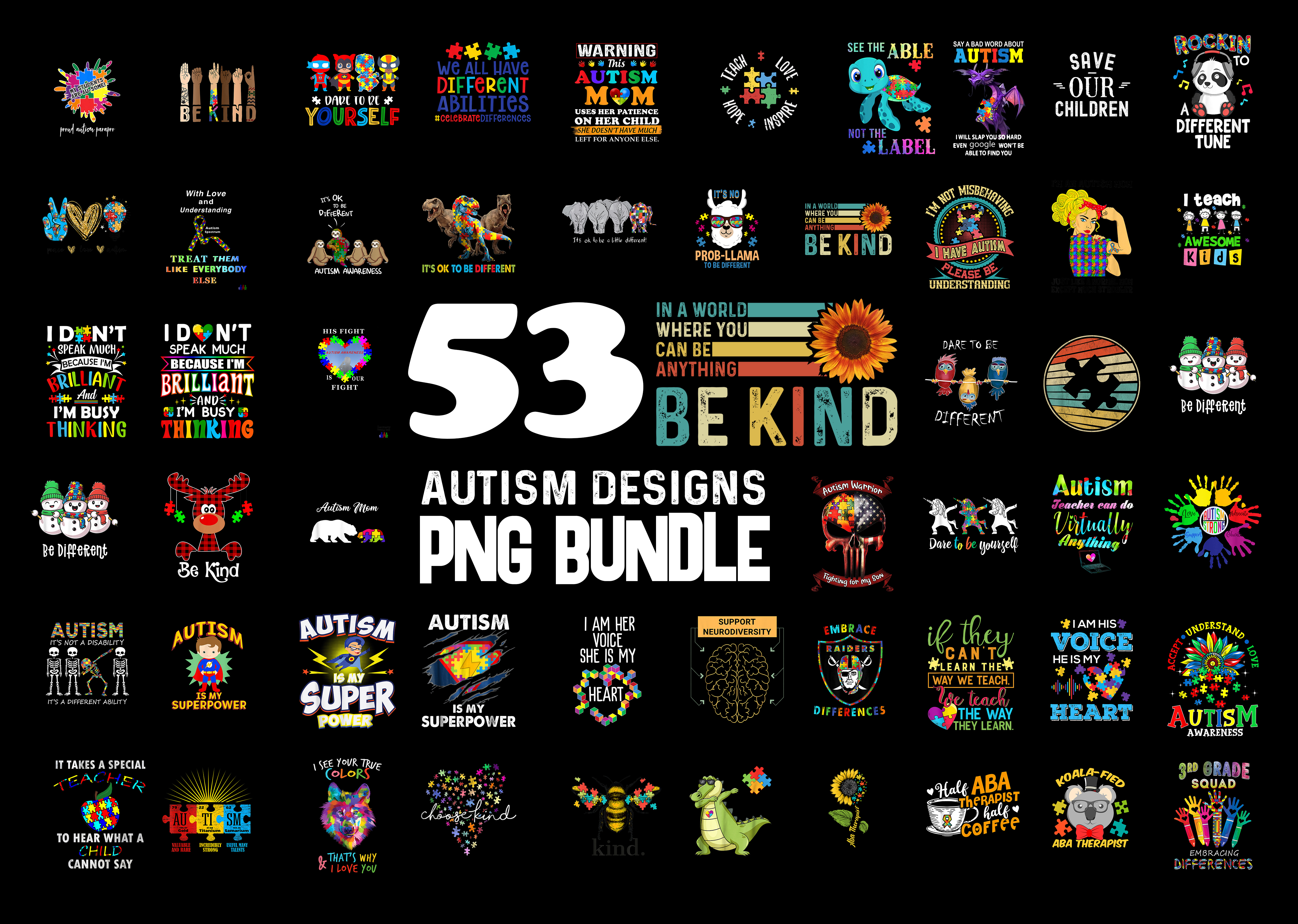 Autism PNG Bundle, Autism Awareness png, Autism Bee png, Dab | Inspire ...