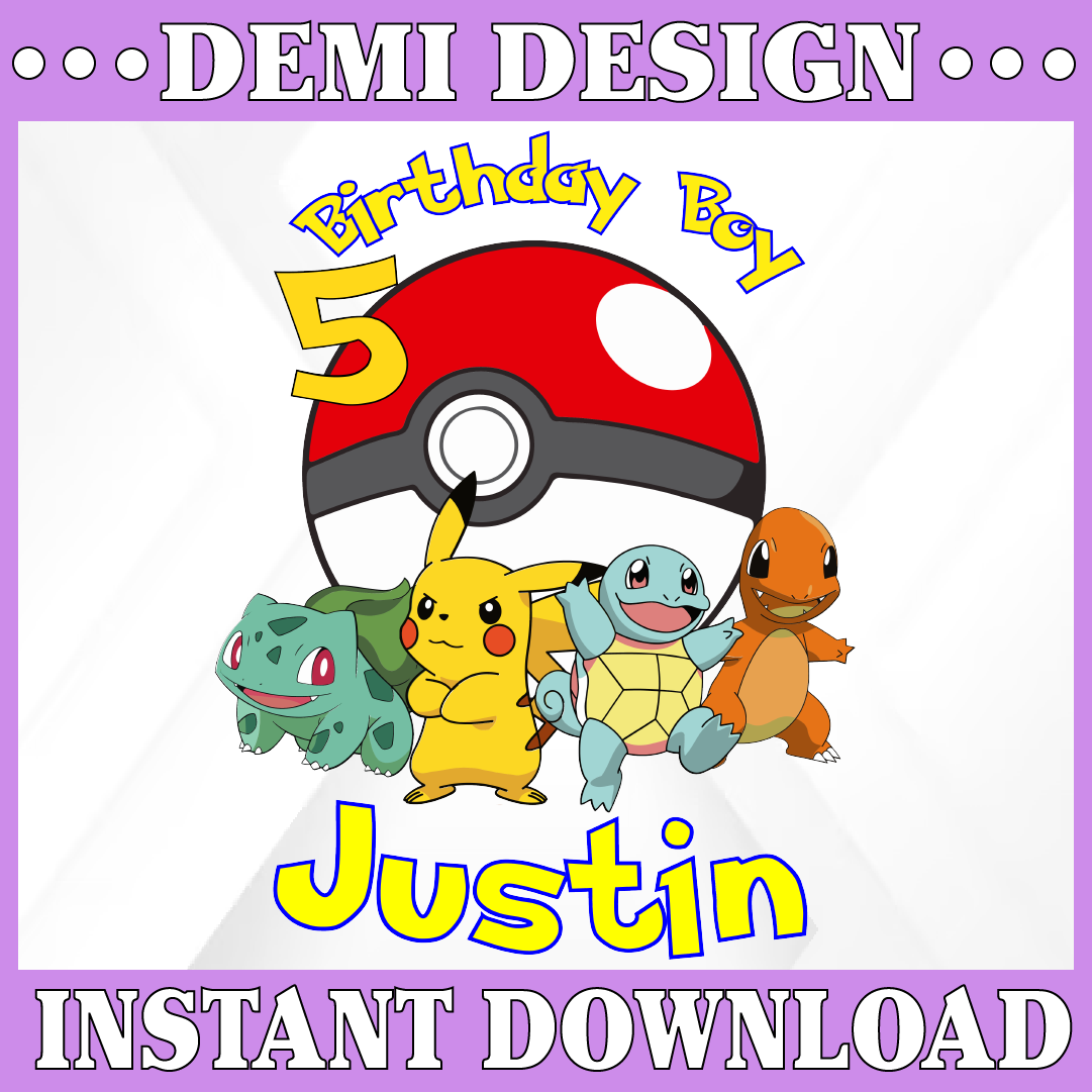 Customized Birthday Boy Svg Png, Pokemon Game Svg, Pikachu L | Inspire ...