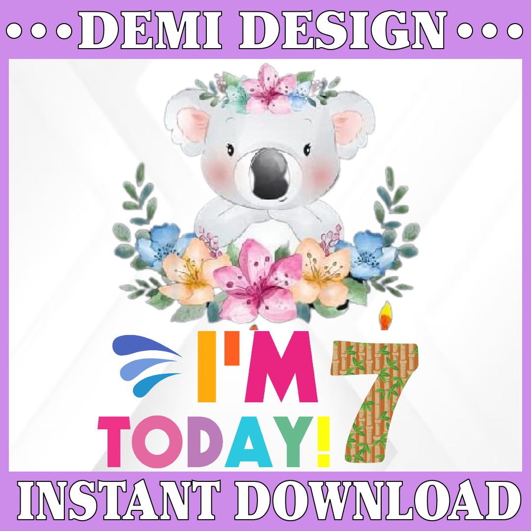 Koala Birthday Png, I'm Today 7 Birthday Koala Png, Birthday - Inspire ...