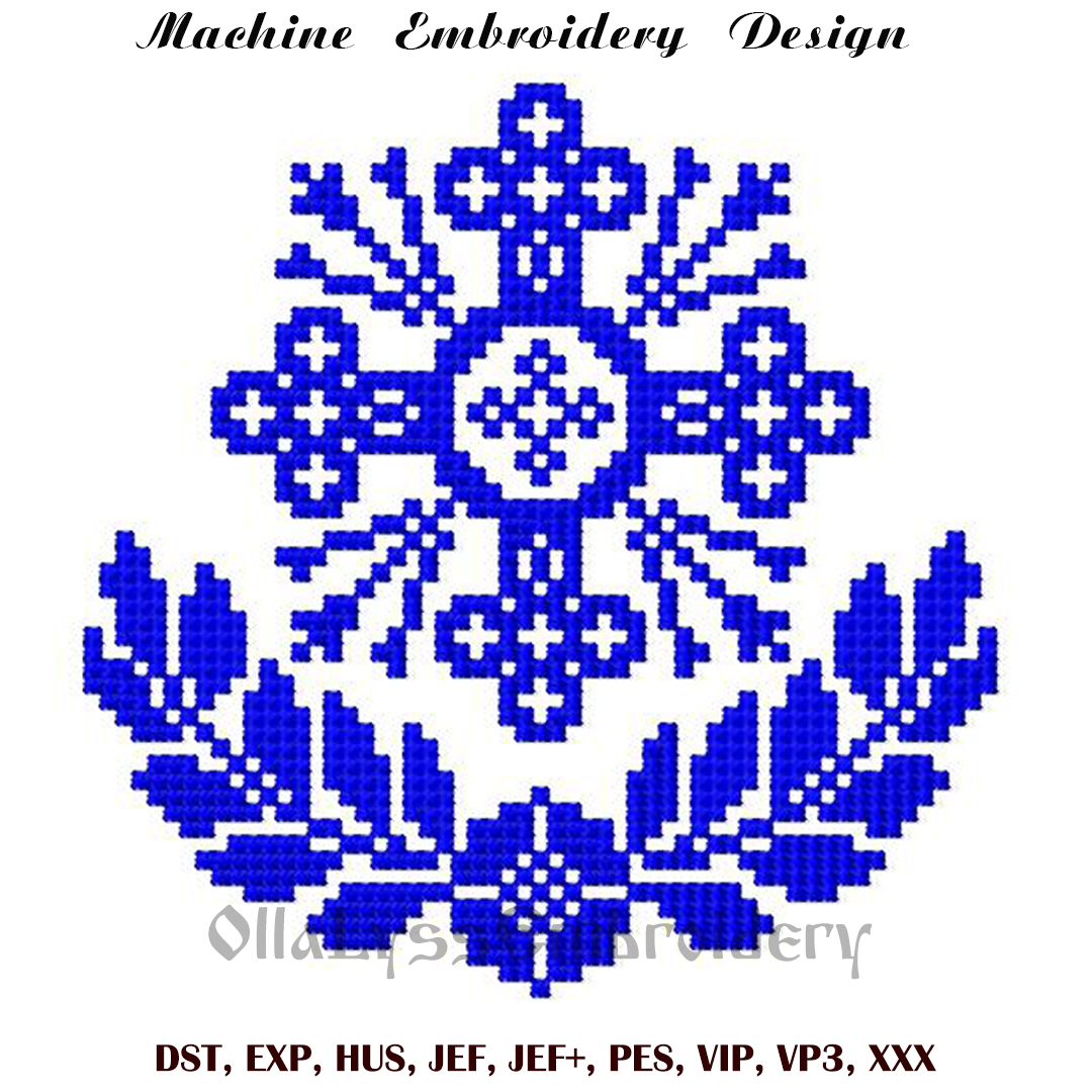 Orthodox cross with floral border machine embroidery design | Inspire ...