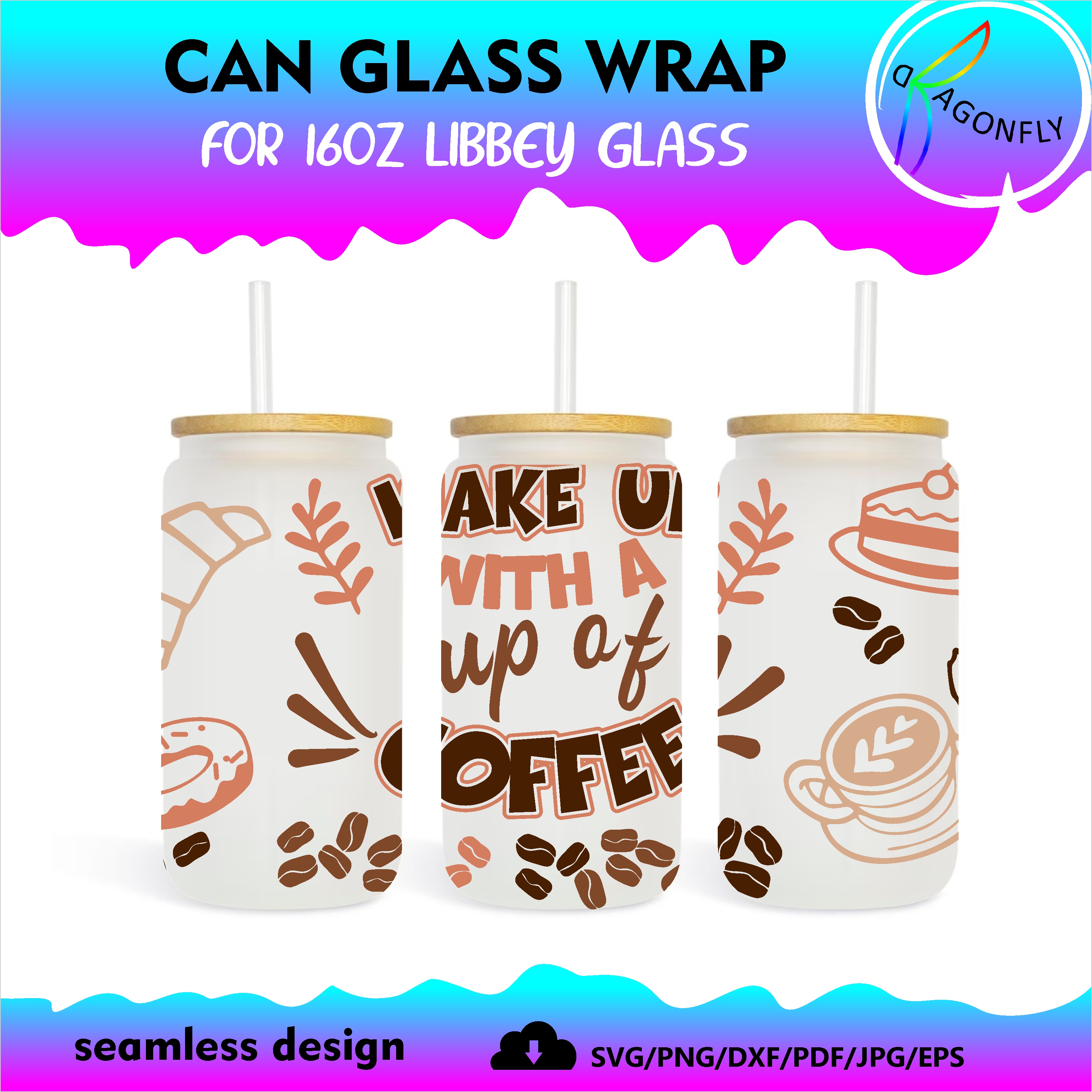COFFEE CAN GLASS WRAP_FOR 16OZ LIBBEY CLASS Full Wrap | COF | Inspire ...