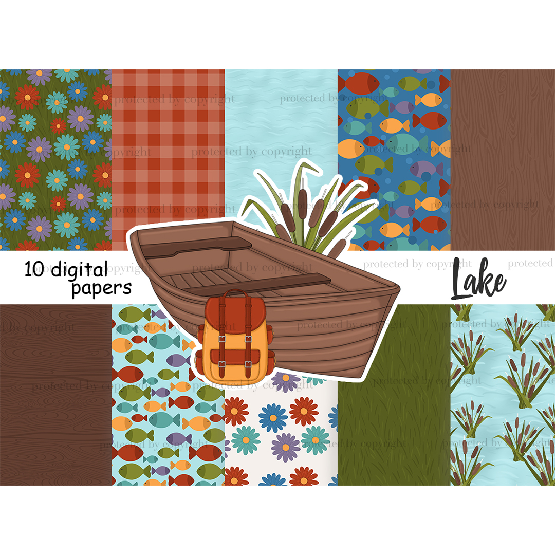 Lake Patterns | Camping Digital Paper - Inspire Uplift