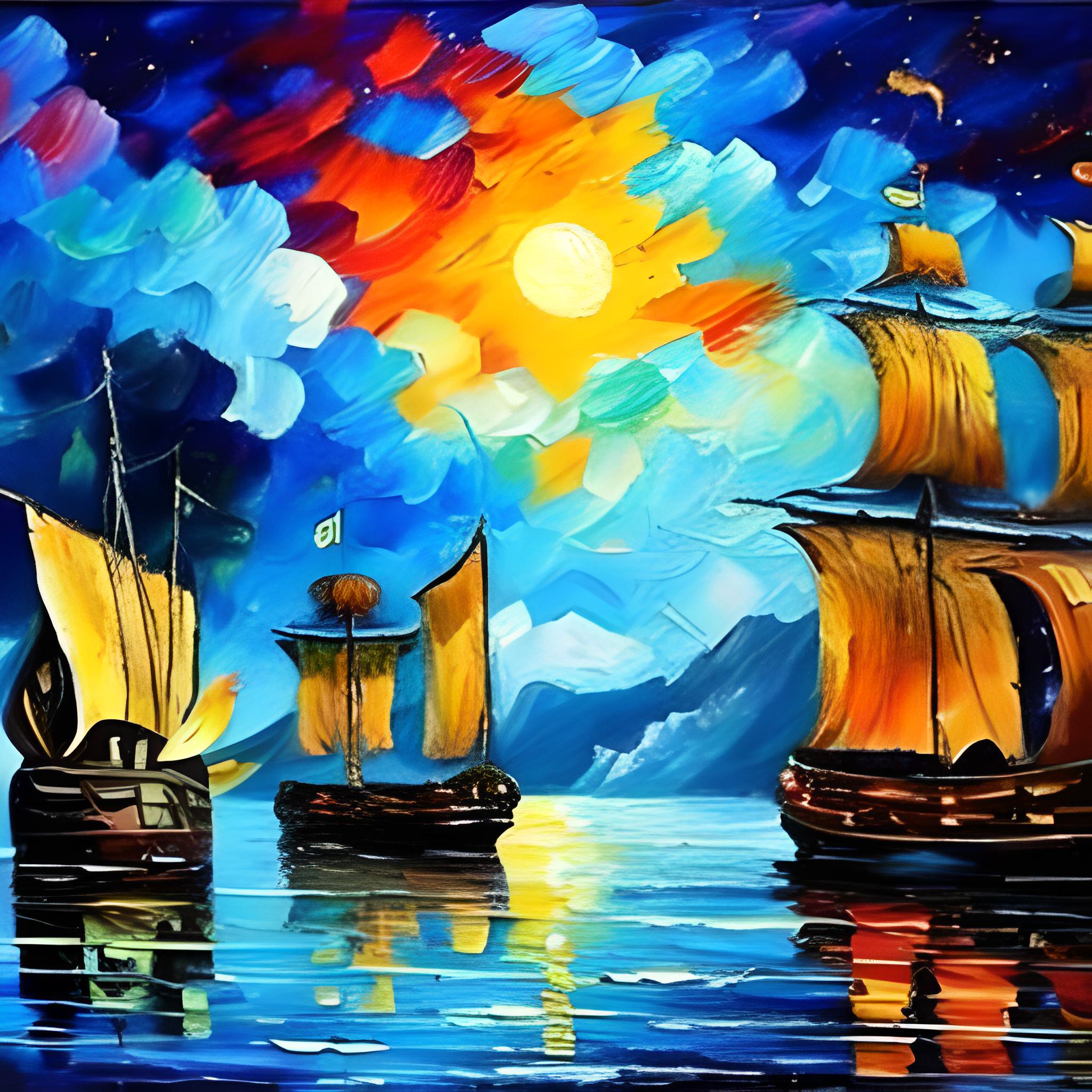 Pirate ship oil painting. - Inspire Uplift