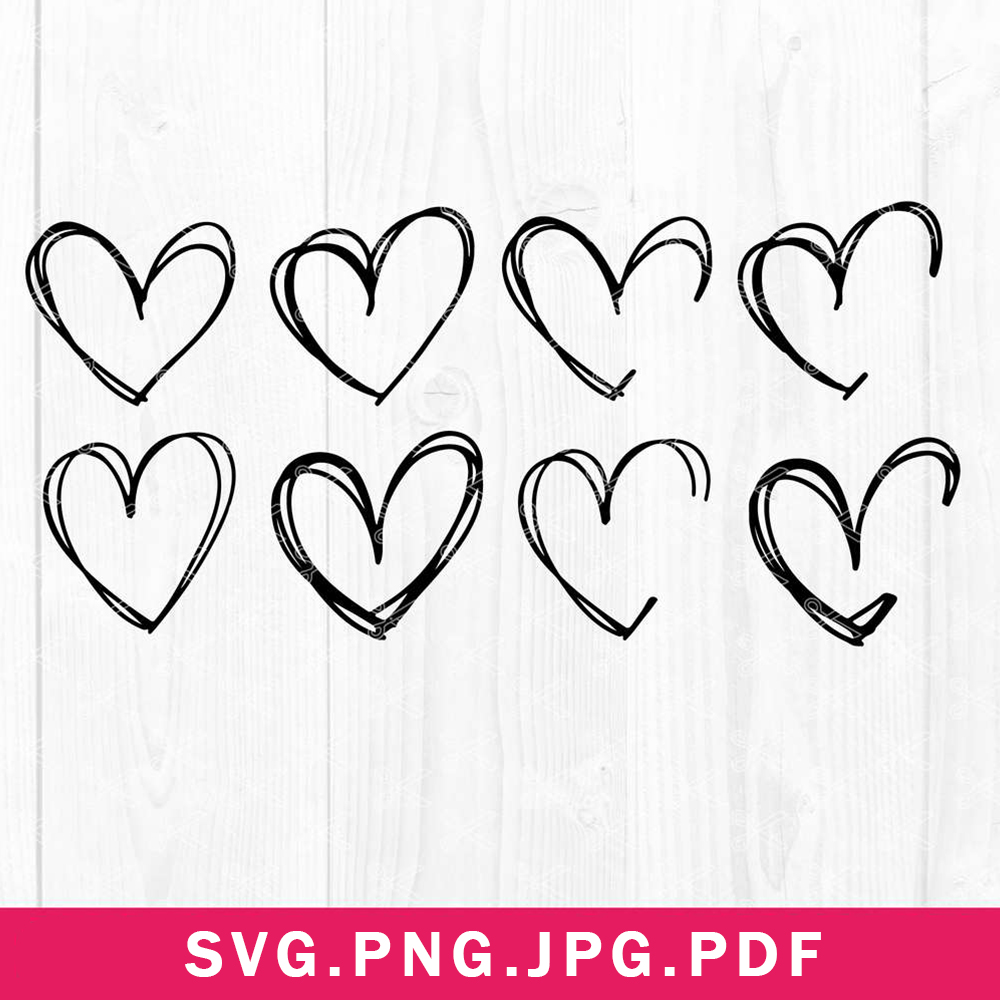 Heart Bundle Svg, Heart Svg, Valentines Day Svg, Sketch Hear | Inspire ...