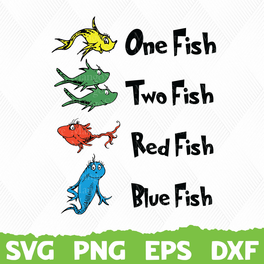 One fish svg, two fish svg, red fish svg, blue fish svg, Dr | Inspire ...