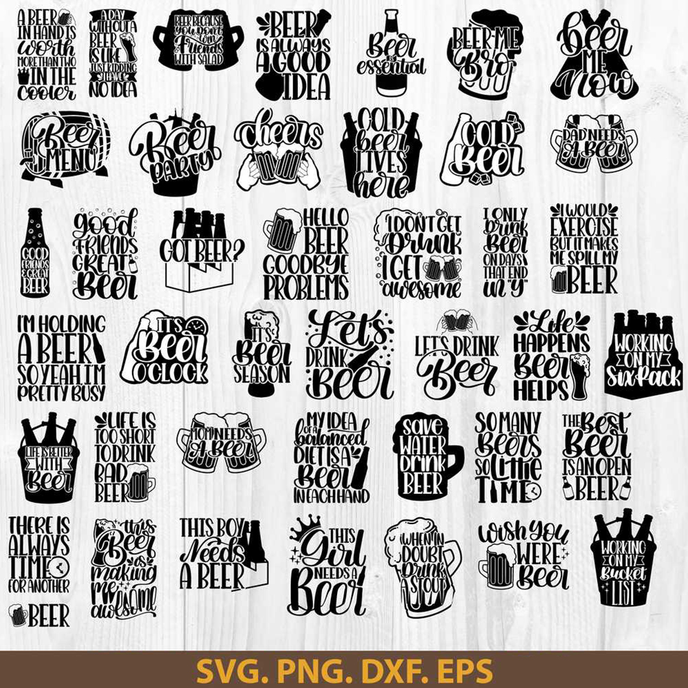 Beer Quotes Bundle Svg, Beer Quotes Svg, Beer Mug Svg, Drink | Inspire ...