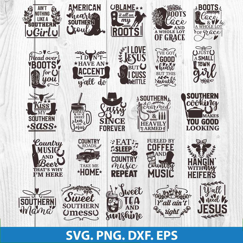 Southern Bundle Svg, Southern Svg, Country Girl Svg, Png Dxf | Inspire ...
