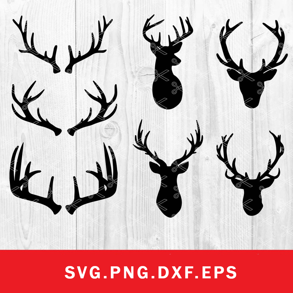 Deer Head and Antlers Bundle Svg, Deer Head Svg, Deer Antler | Inspire ...