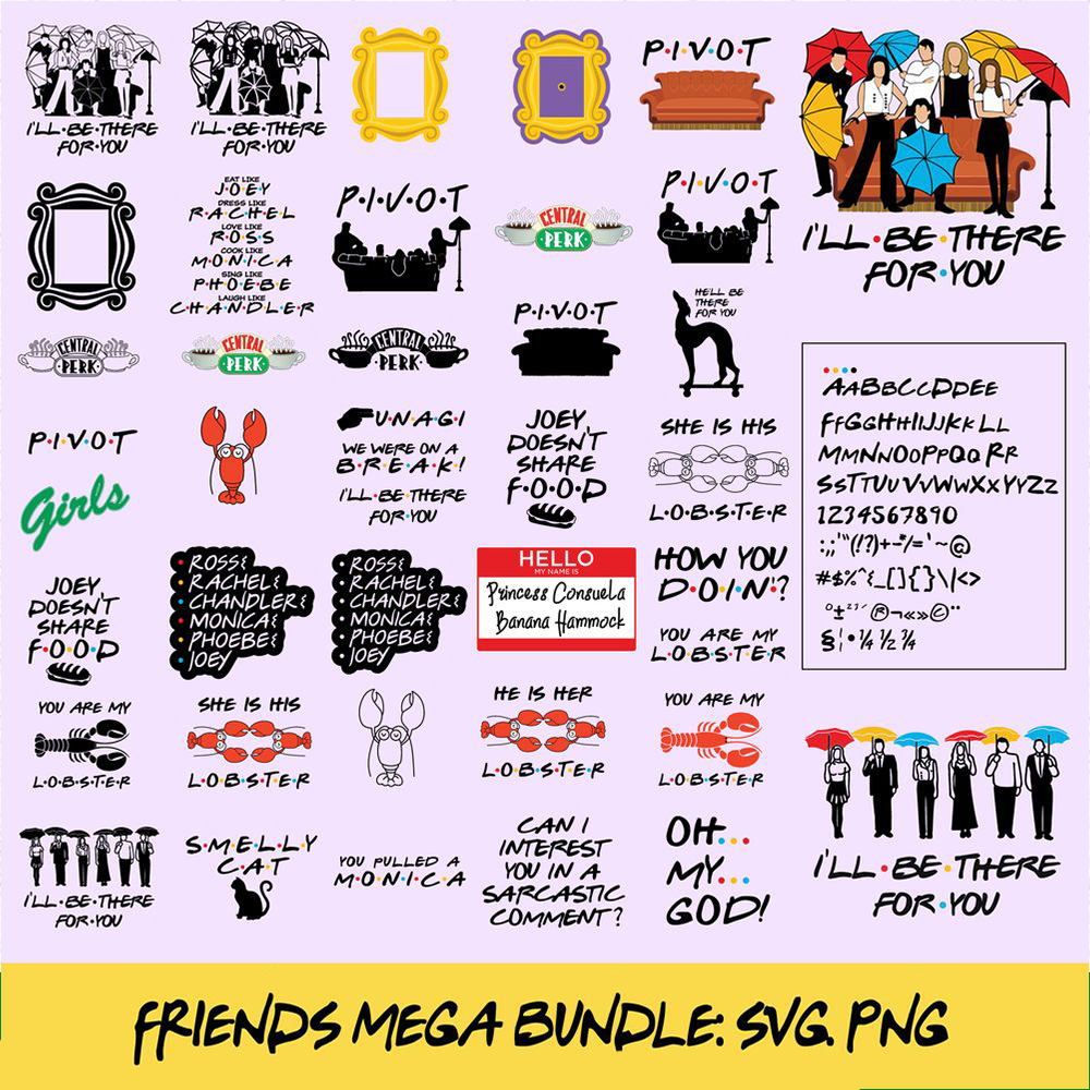 Friends Mega Bundle Svg, Friends TV Show Svg, Friends Svg, P | Inspire Uplift