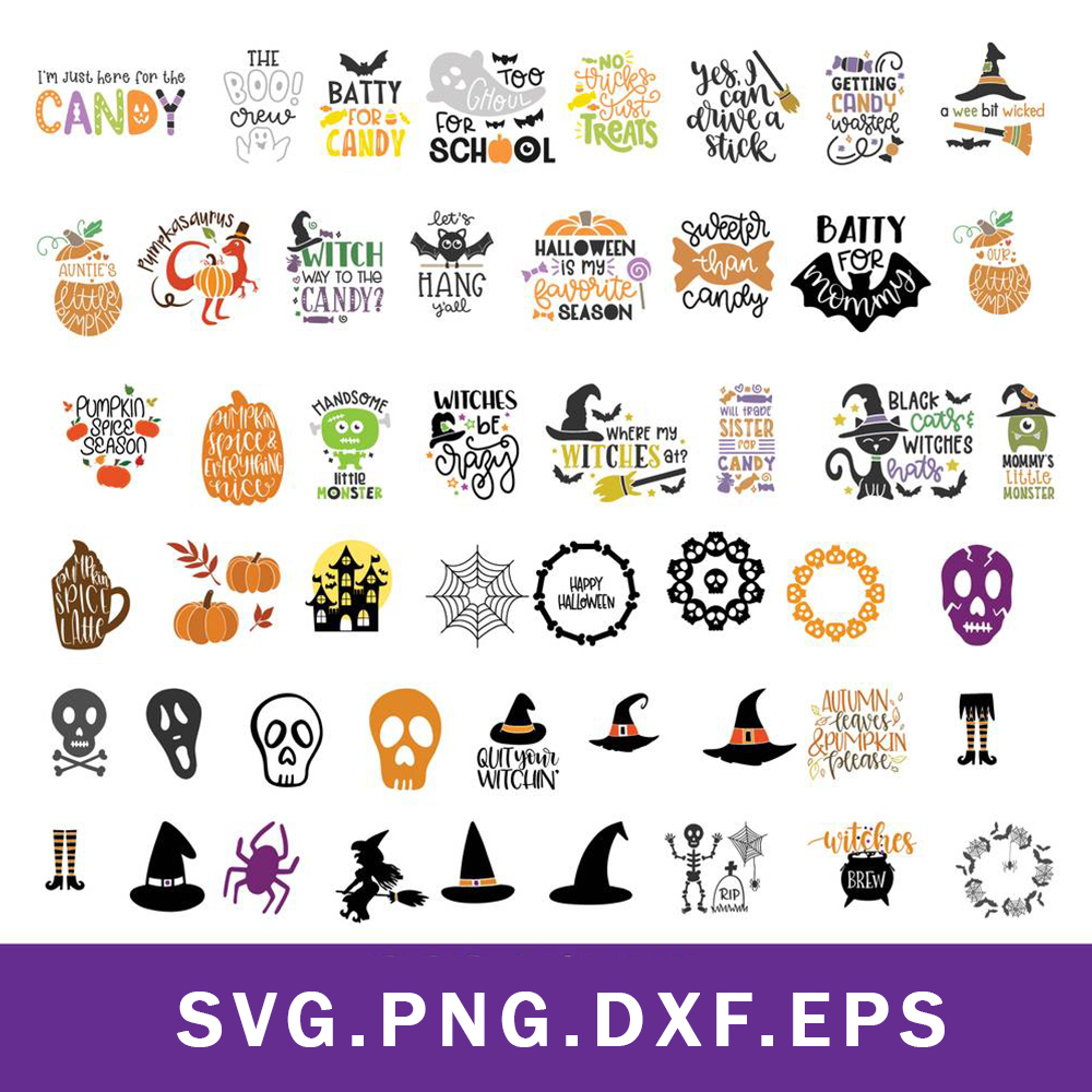 Mega Halloween Bundle Svg, Witch Hat Svg, Skull Svg, Hallowe | Inspire ...