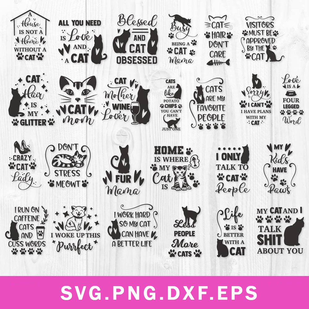 Cat Quotes Bundle Svg, Cat Quotes Svg, Cat Svg, Animal Svg, | Inspire ...