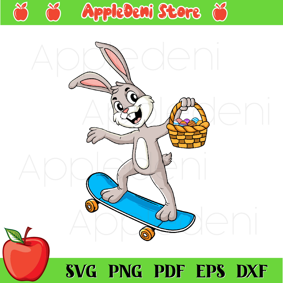 Easter Day Rabbit Riding A Skateboard Svg, Holidays Svg, Eas | Inspire ...