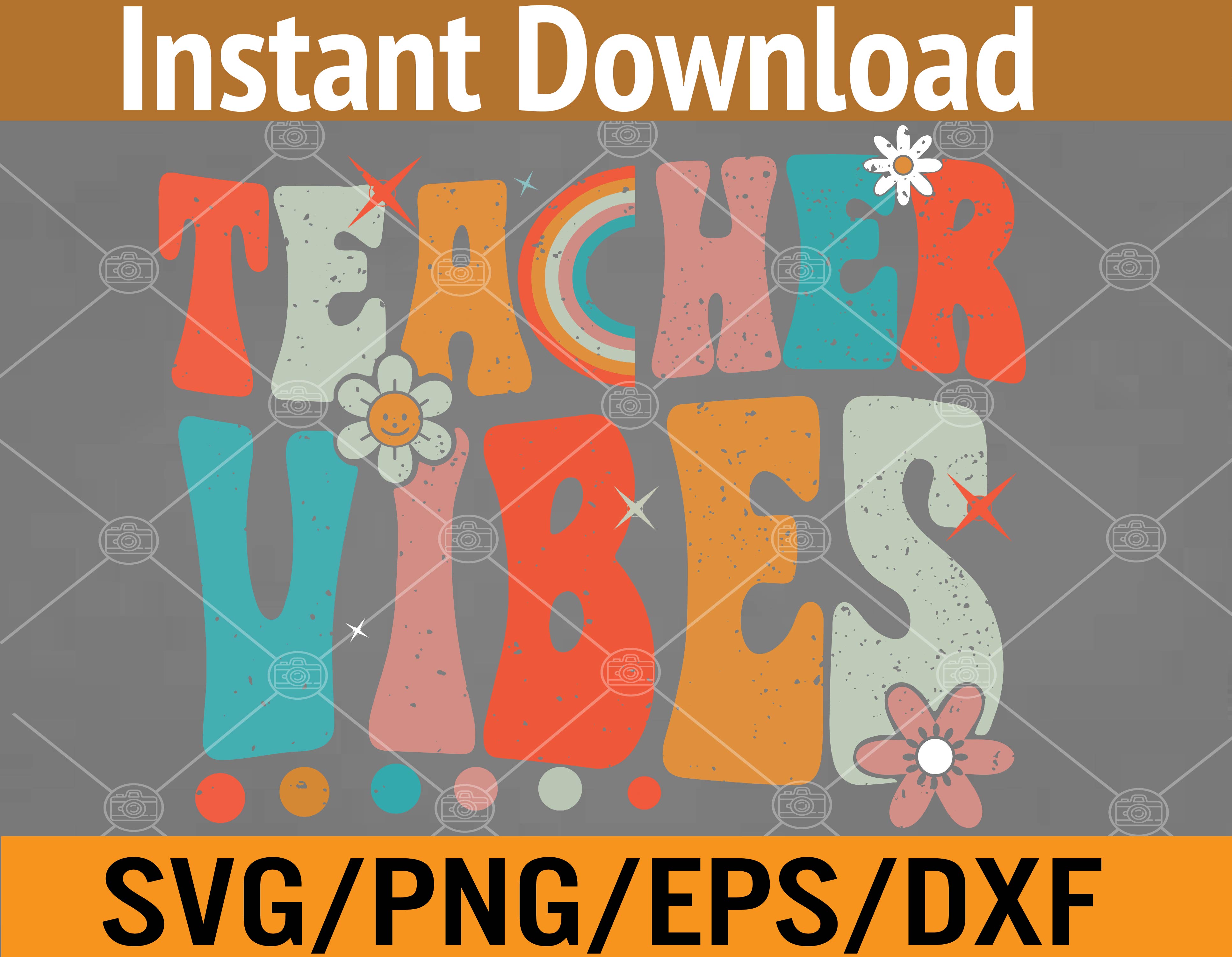 Retro Groovy Teacher Vibes Back To School Teacher Rainbow Sv | Inspire ...