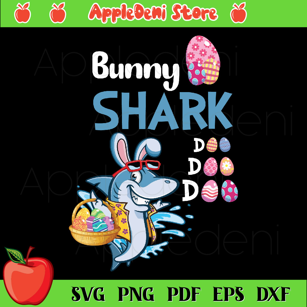 Funny Shark Holding Easter Basket SVG PNG | Inspire Uplift