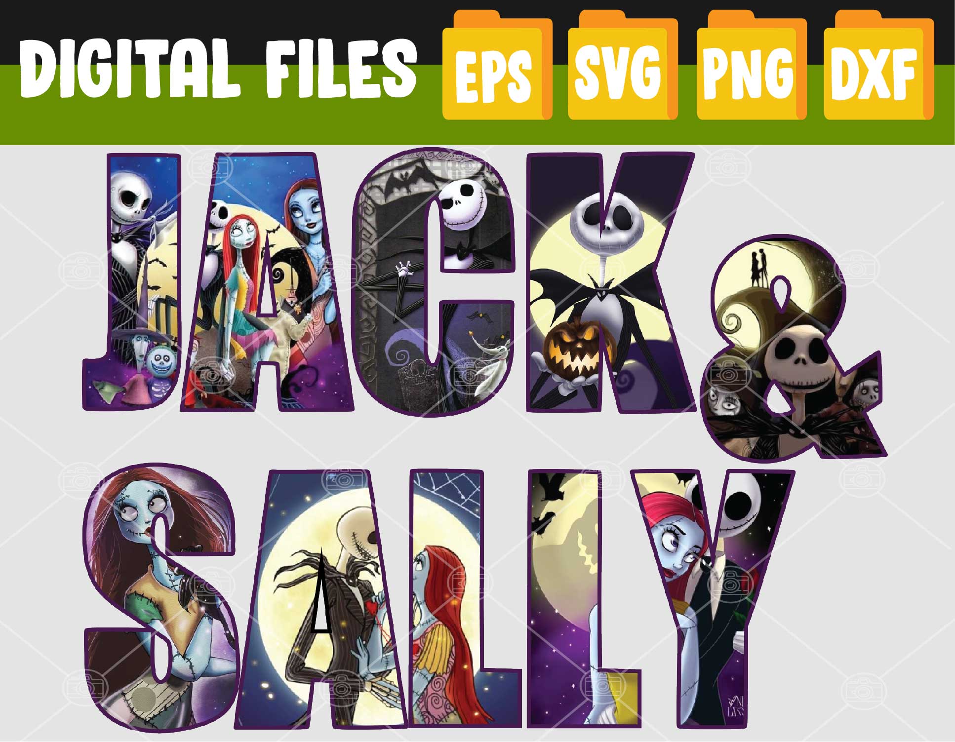 Jack and sally svg, Jack skellington Svg, Eps, Png, Dxf, Dig - Inspire ...