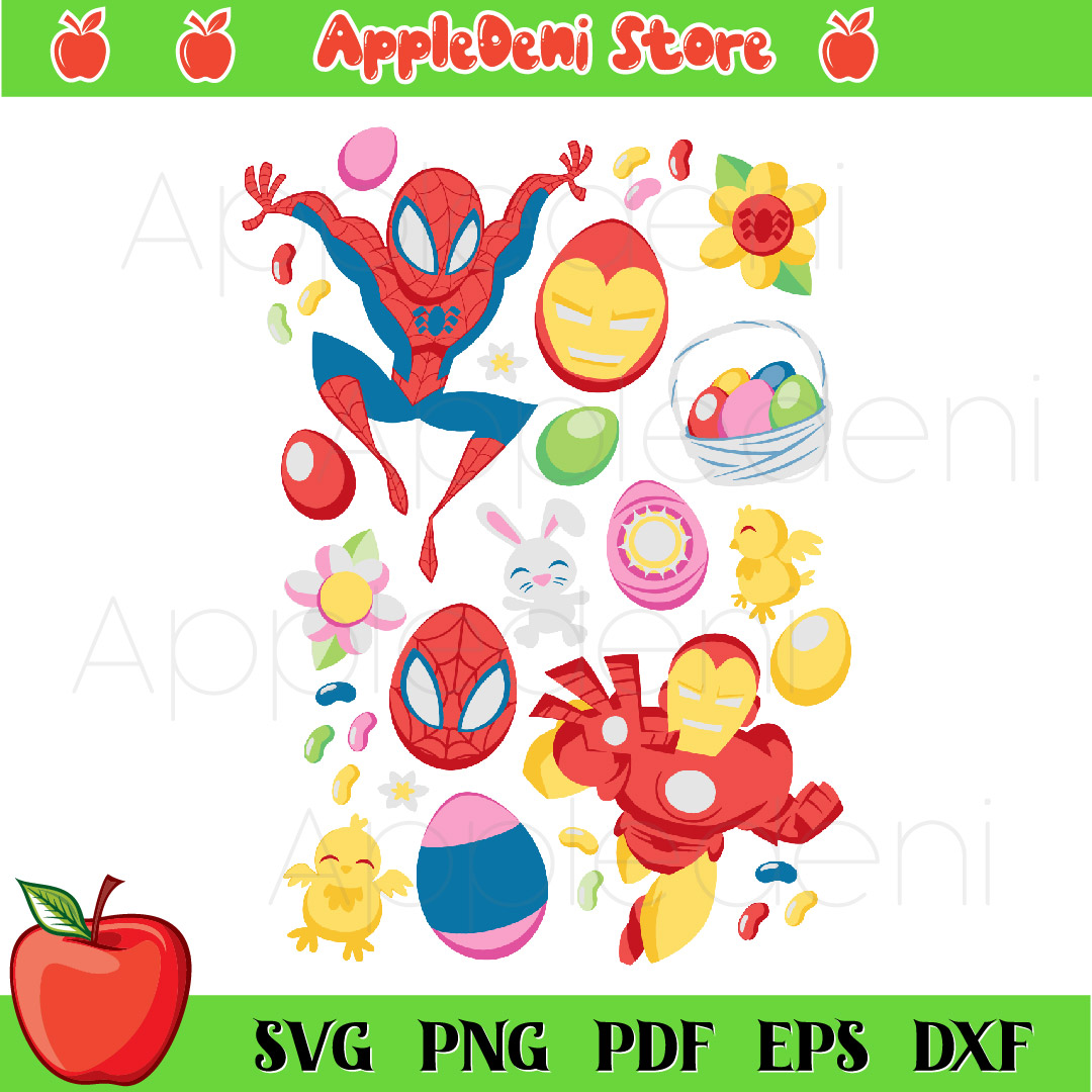 Marvel Easter Spiderman & Iron Man SVG PNG | Inspire Uplift