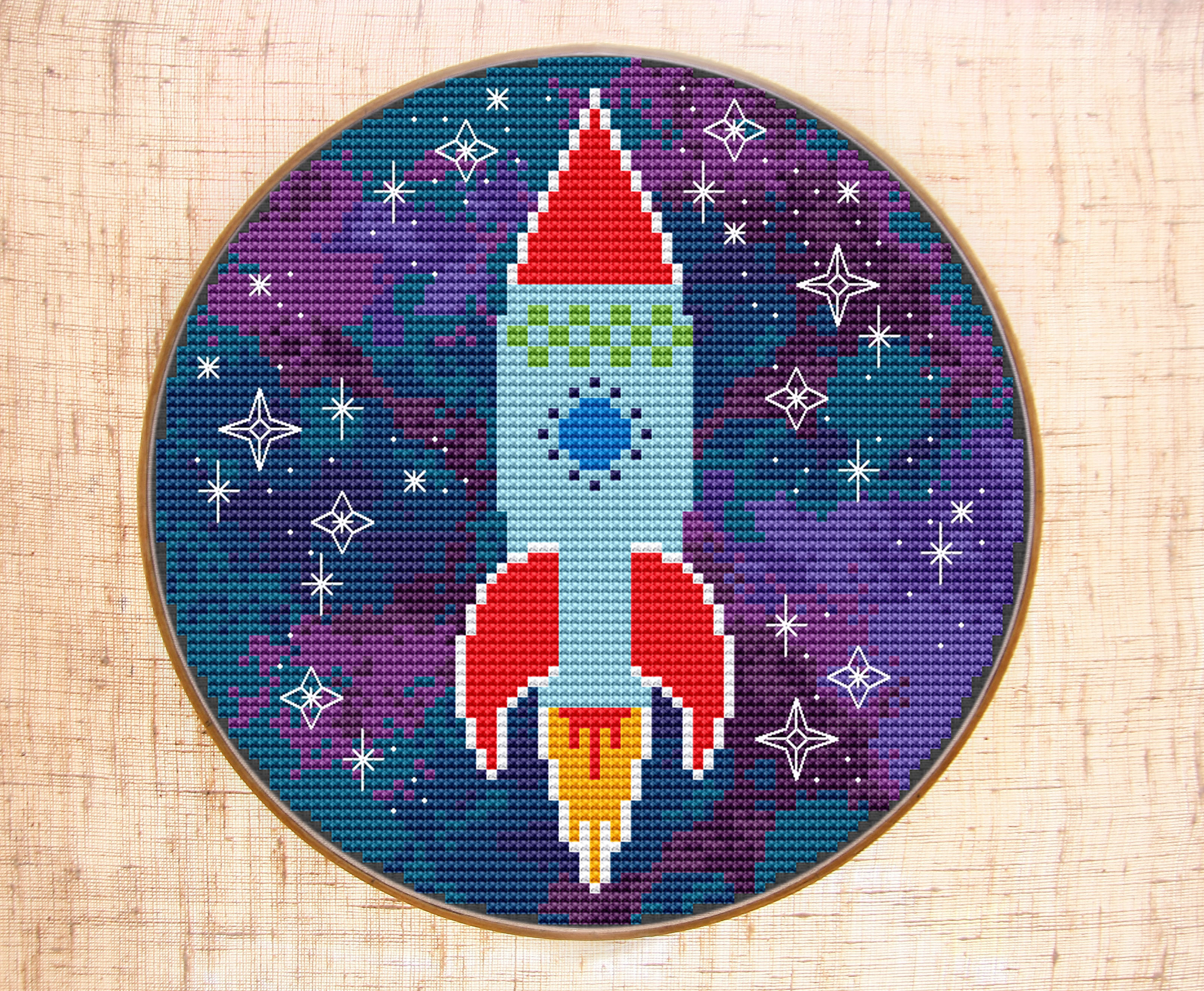 Rocket Cross Stitch Pattern Space Cross Stitch Baby Boy Cros | Inspire ...