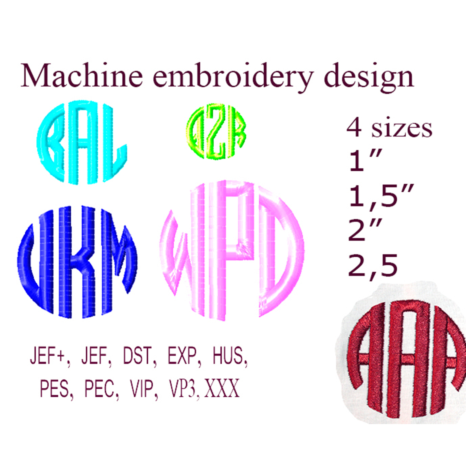 Circle Monogram Embroidery design Letter Machine embroidery | Inspire ...