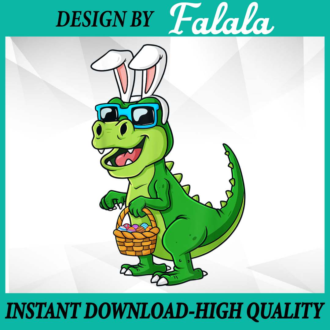 T Rex Easter Bunny With Eggs Basket Png, Funny Dinosaur Boys | Inspire ...