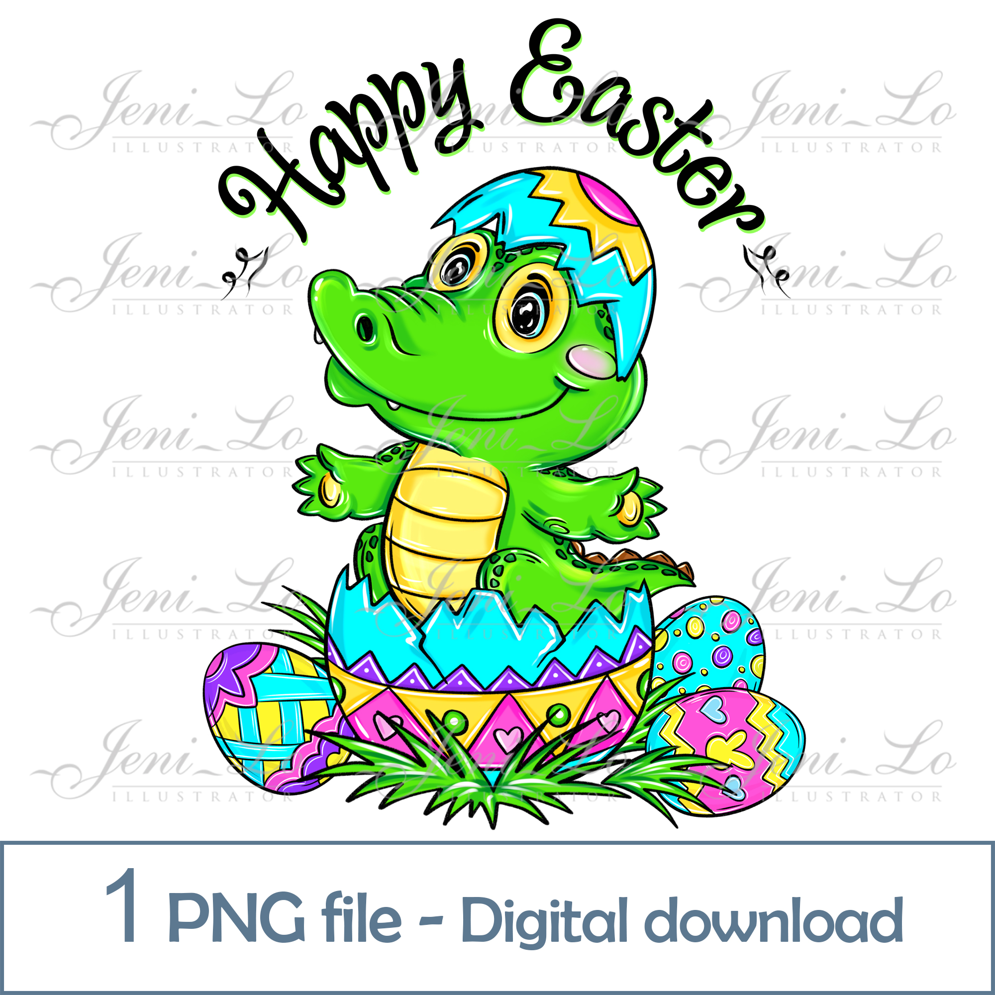 Cute Baby Crocodile PNG file Easter Eggs clipart Happy Easte | Inspire ...