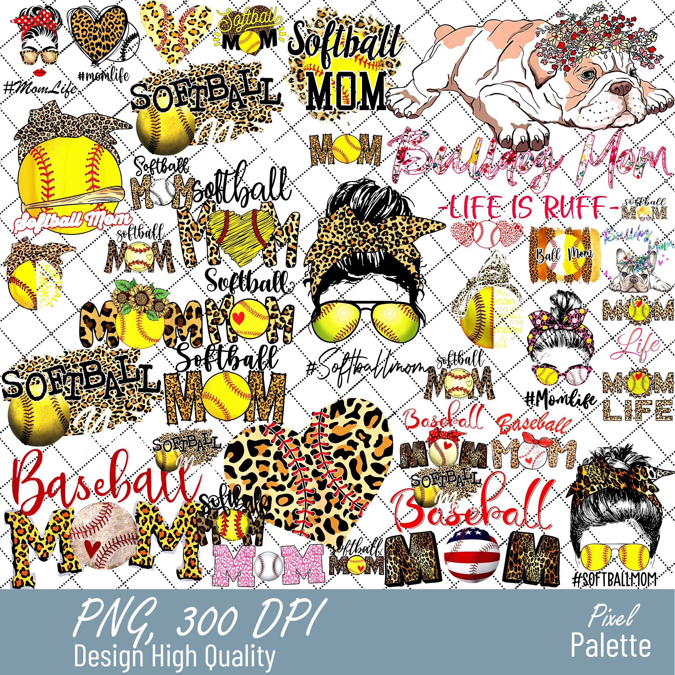 Softball Mom Png Bundle Softball Png Sports Png Messy Bu Inspire