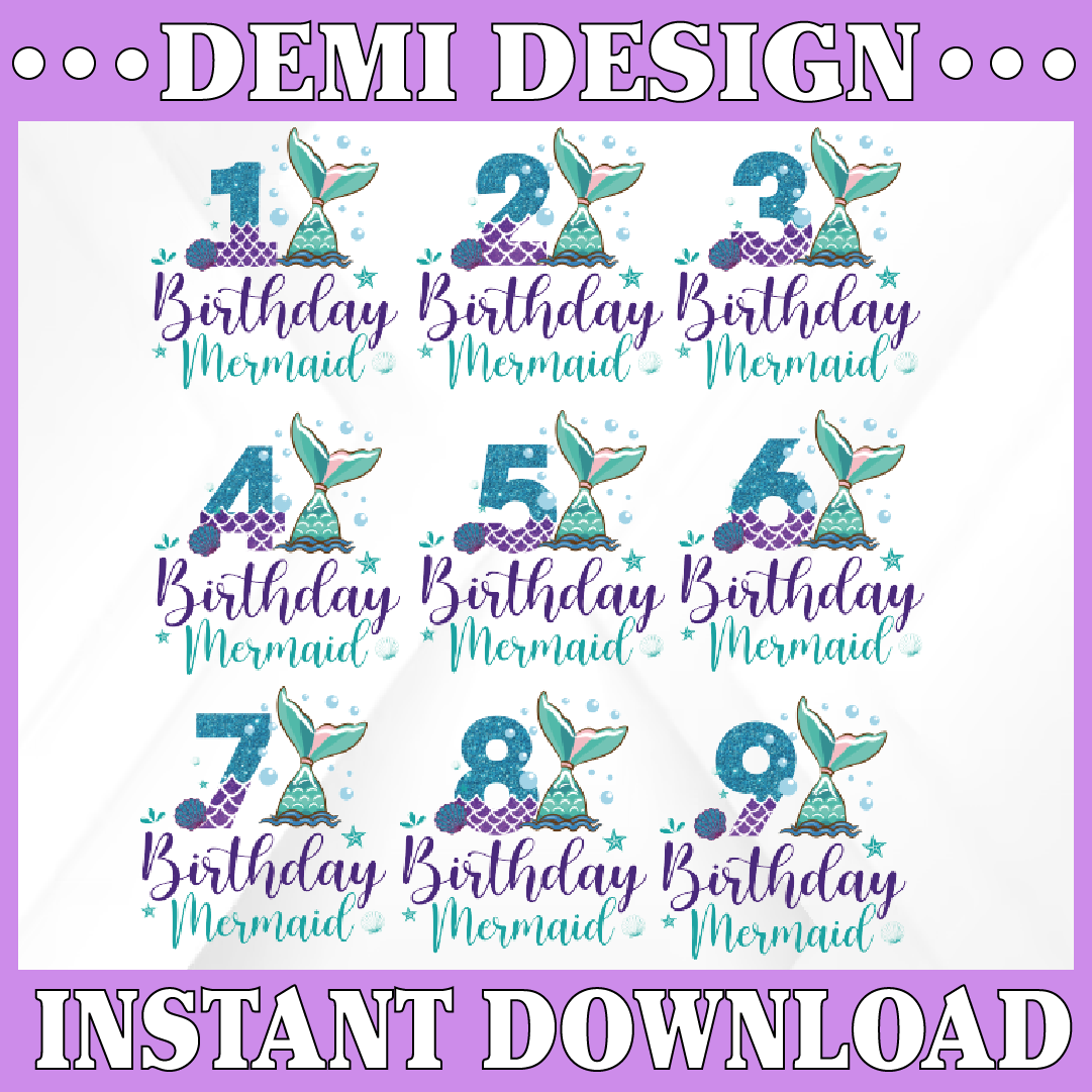 Birthday Mermaid Png, Mermaid Birthday Png Bundle, Mermaid T - Inspire ...